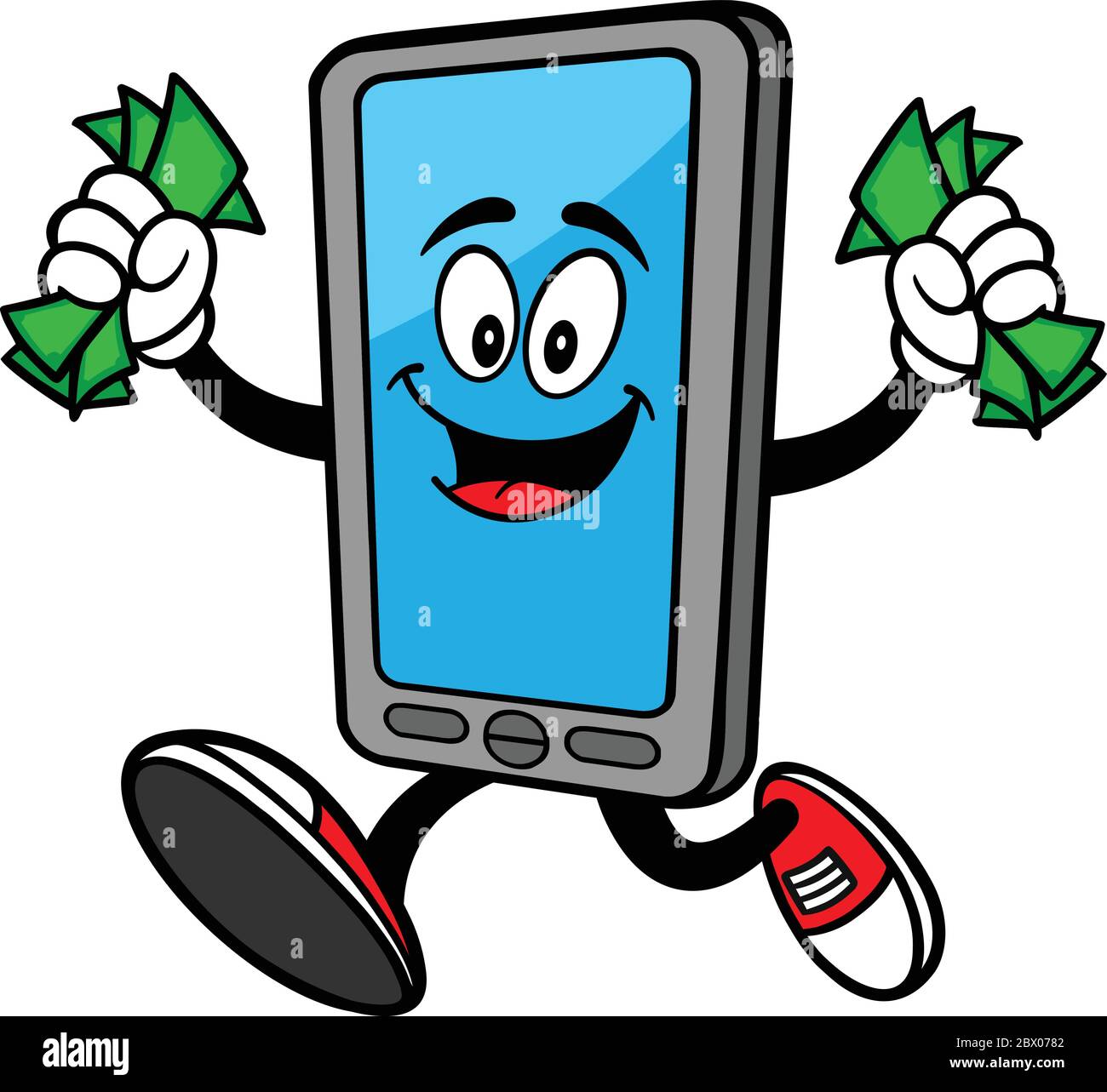 Smartphone with Money- A Cartoon Illustration of a Smartphone with ...