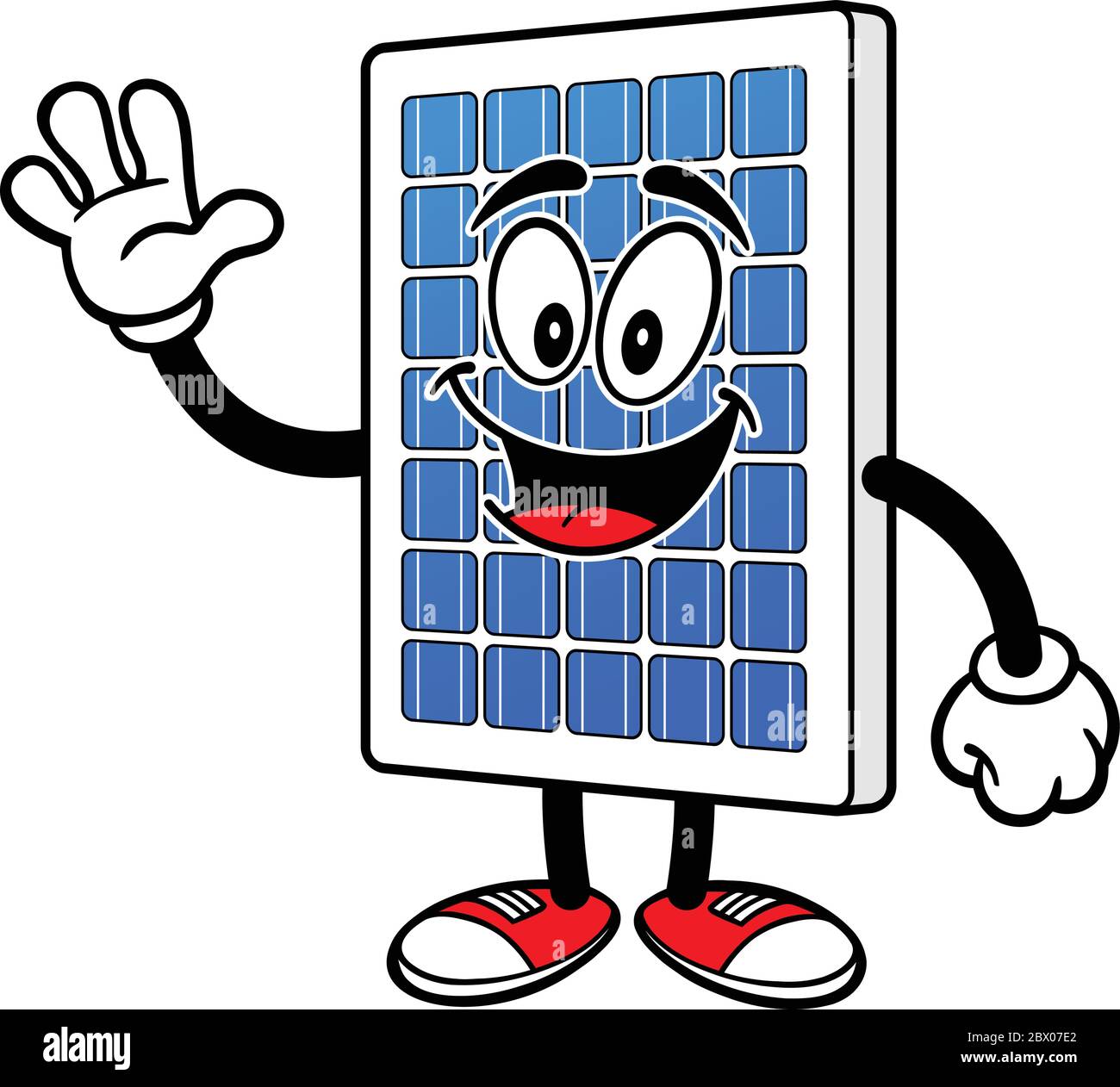Solar Panel Waving- A Cartoon Illustration of a Solar Panel Waving ...