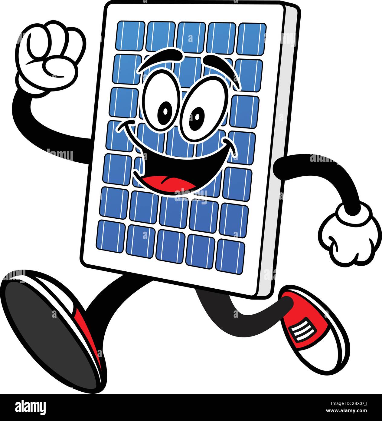 Solar Panel Run- A Cartoon Illustration of a Solar Panel Running Stock ...