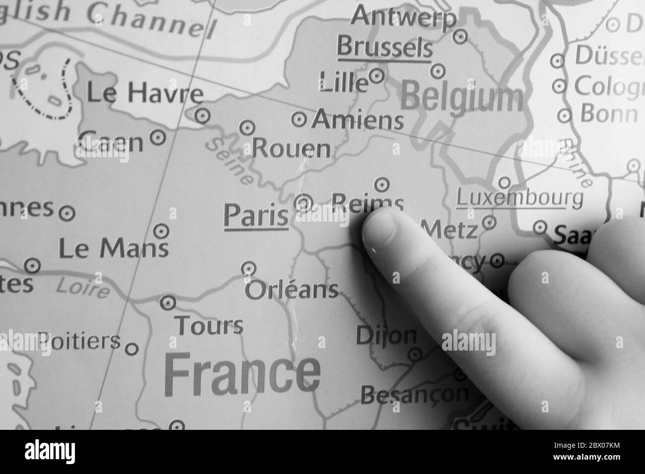 Part of European map in b/w Stock Photo - Alamy