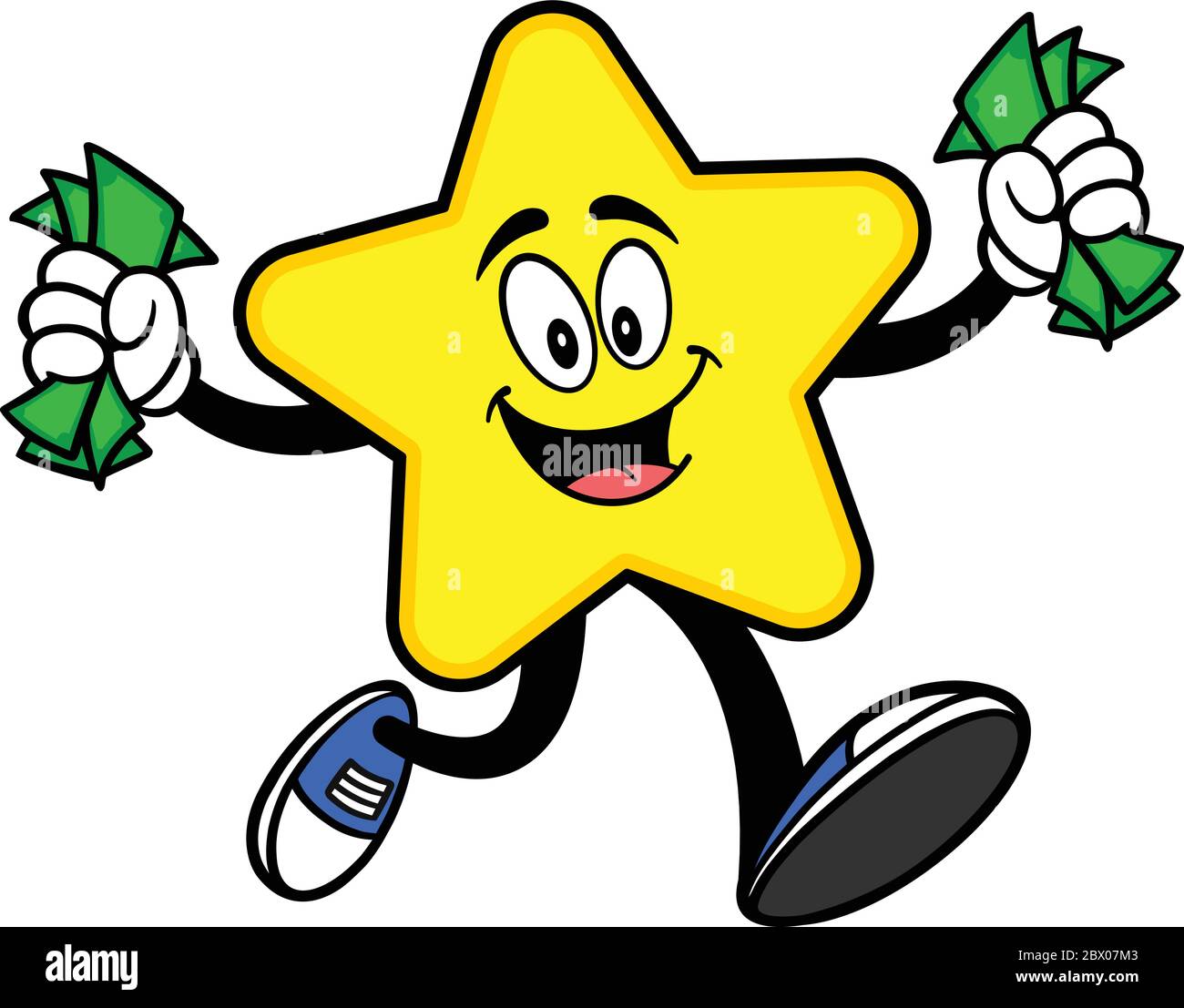 Star Mascot running with Money - A cartoon illustration of a Star ...