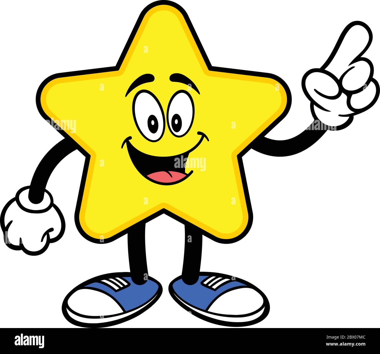 Star Mascot Pointing - A cartoon illustration of a Star Mascot Pointing ...