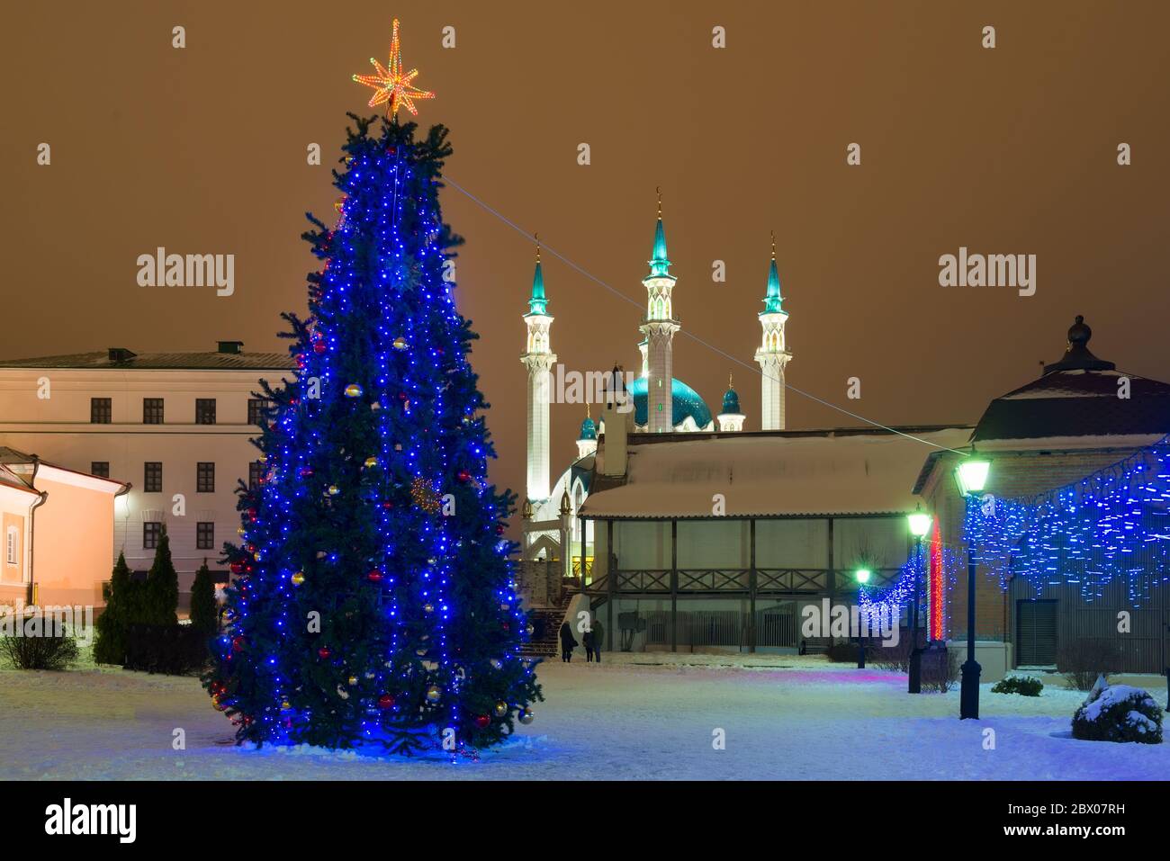 Luminous Christmas tree in the Kazan Kremlin Stock Photo - Alamy