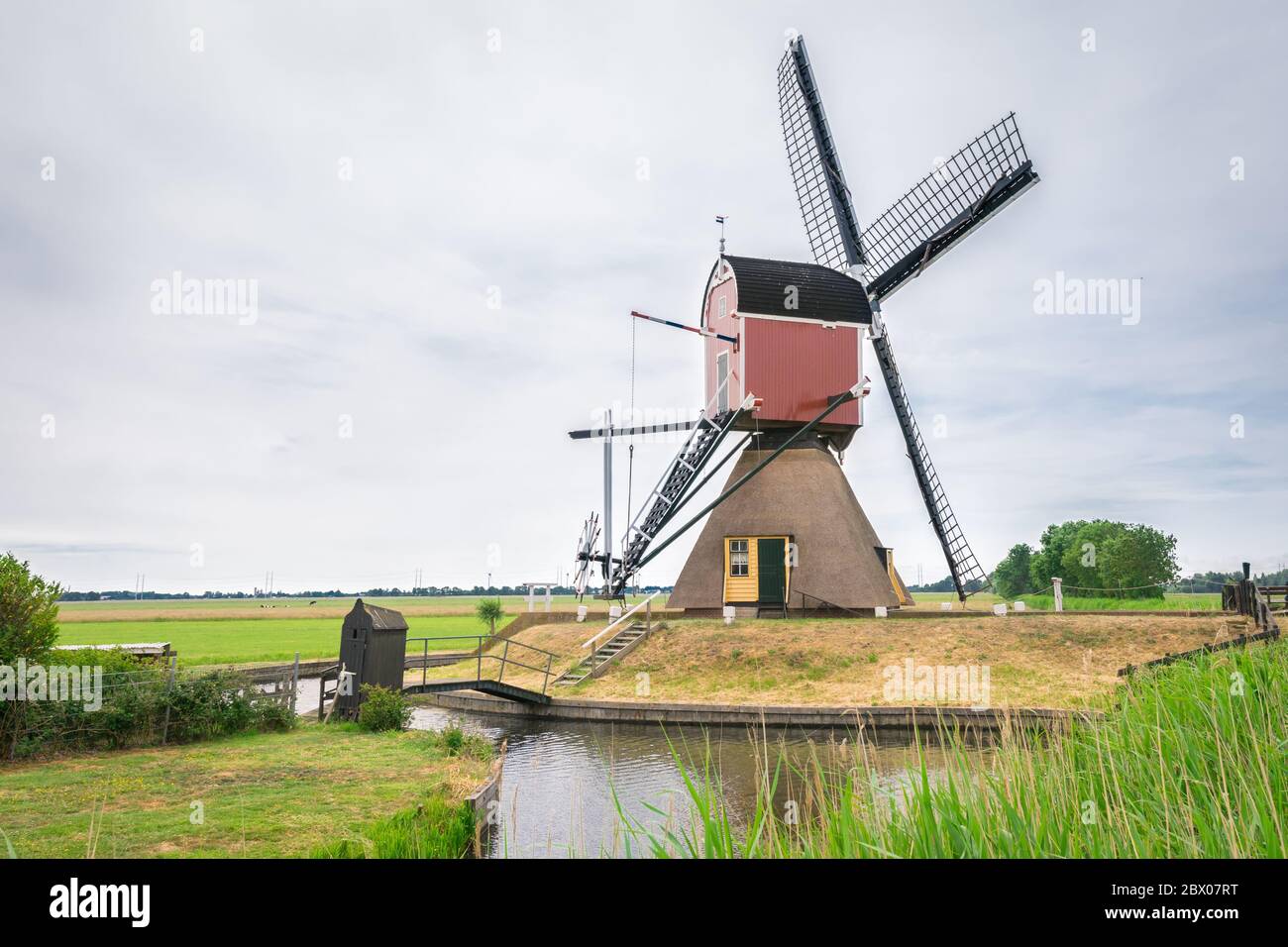 Traditional dutch windmill in western part of The Netherlands. Windmill ...