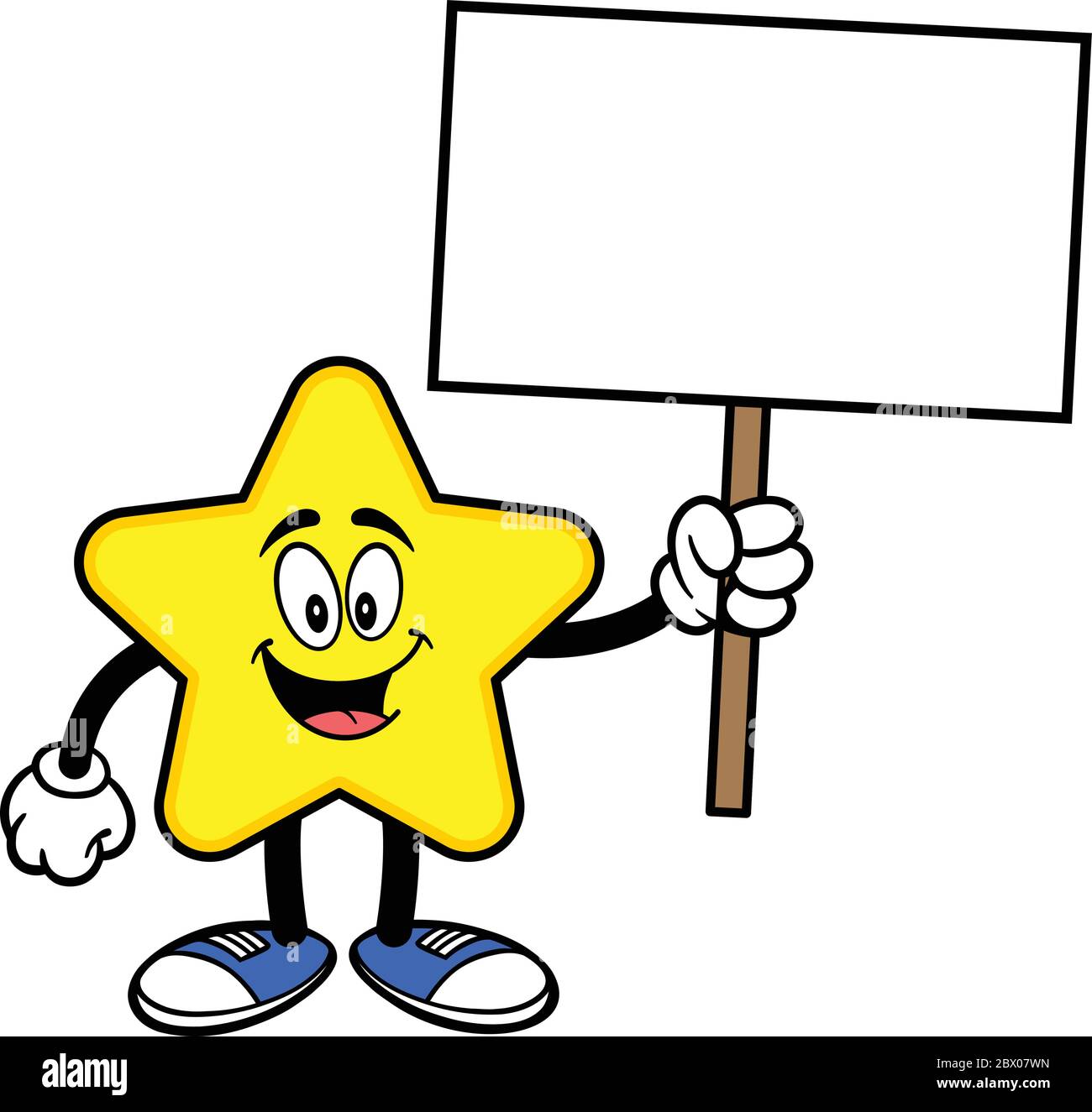 Star Mascot with a Sign - A cartoon illustration of a Star Mascot with ...
