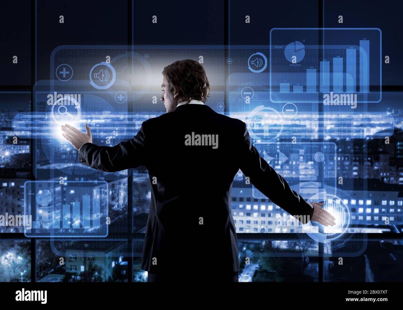 Businessman using modern technologies Stock Photo - Alamy