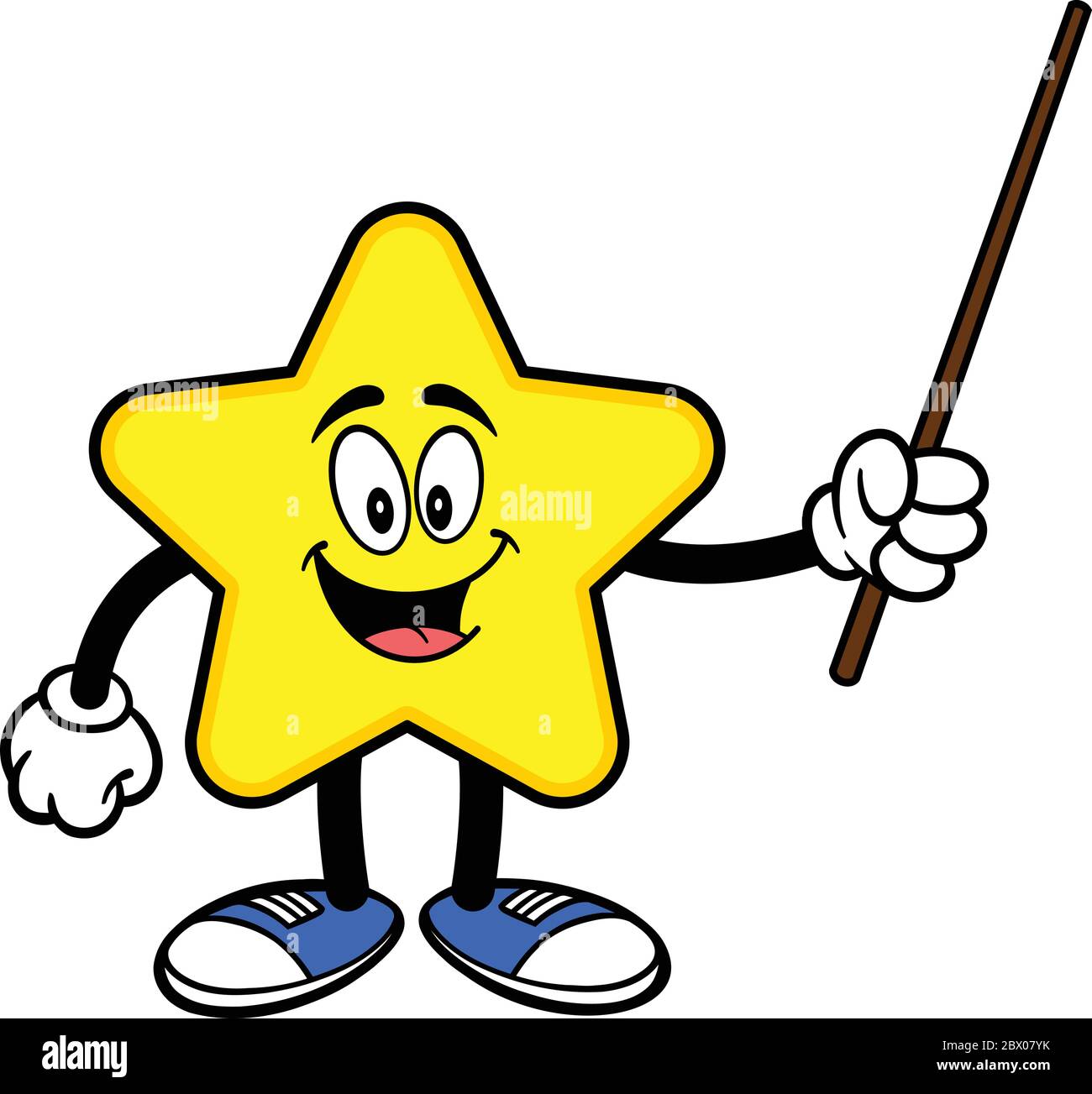 Star Mascot with a Pointer Stick - A cartoon illustration of a Star ...