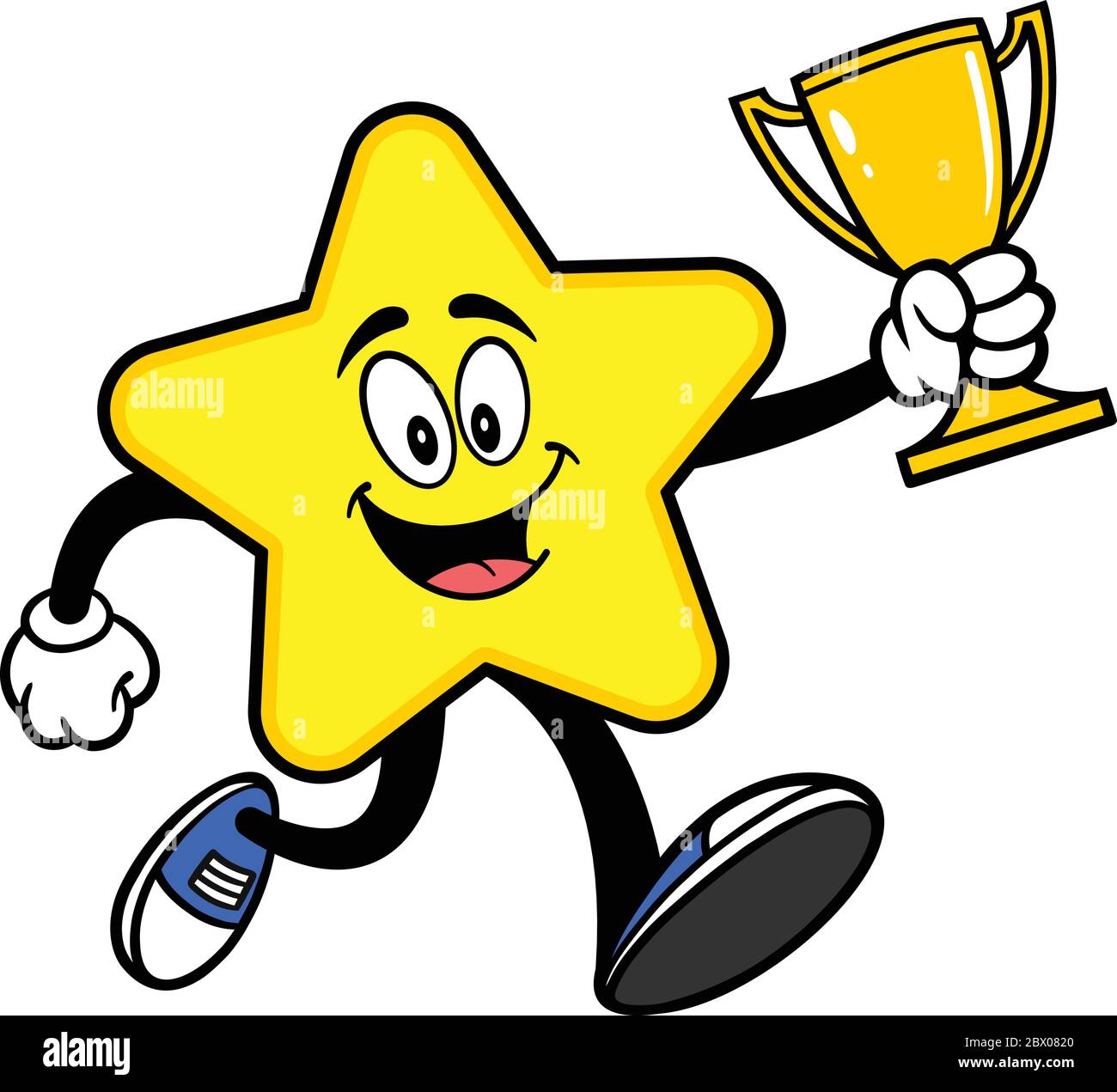 Star Mascot running with a Trophy - A cartoon illustration of a Star ...