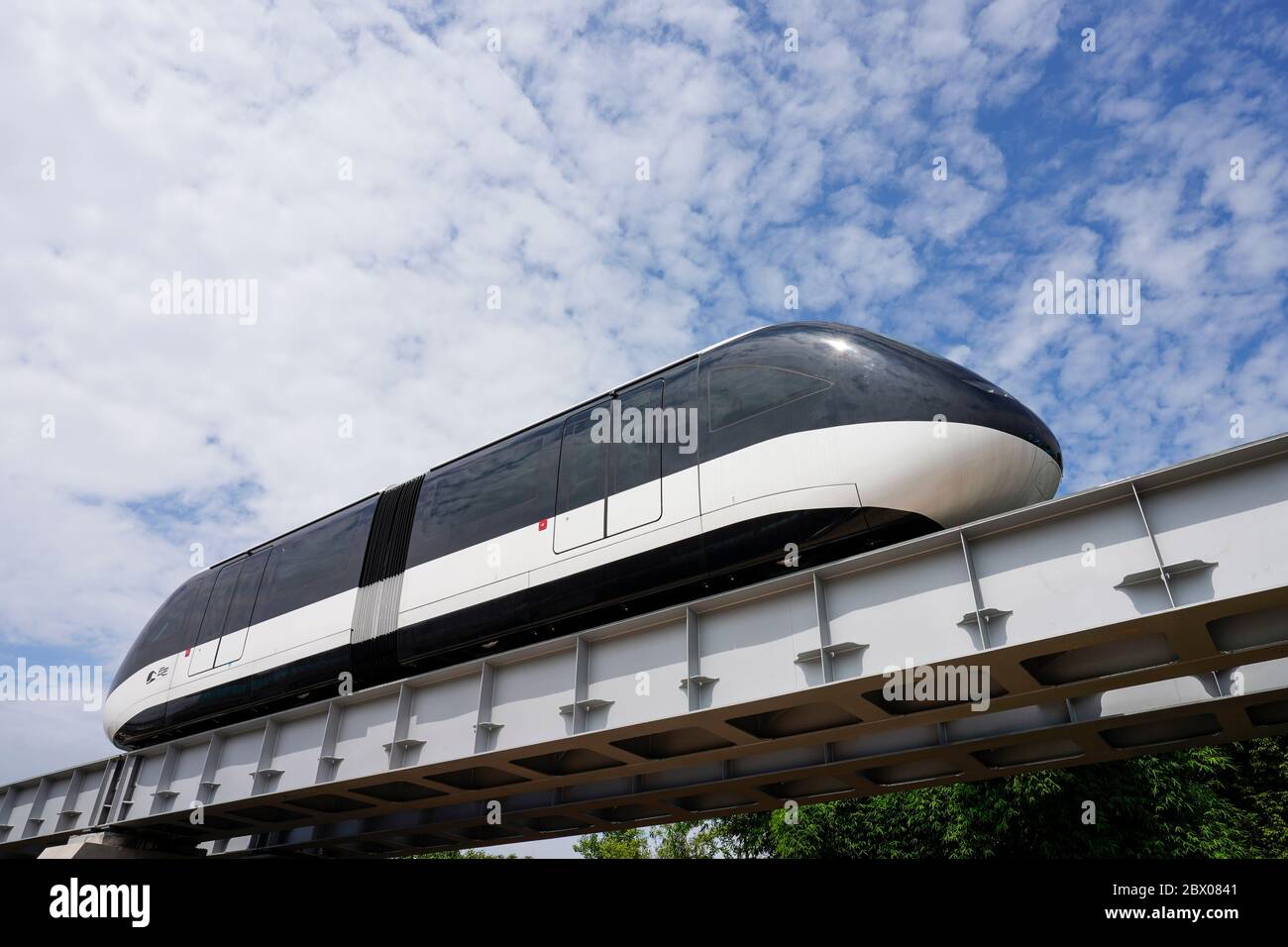 Beijing, China. 3rd June, 2020. A BYD SkyShuttle train is seen during a ...