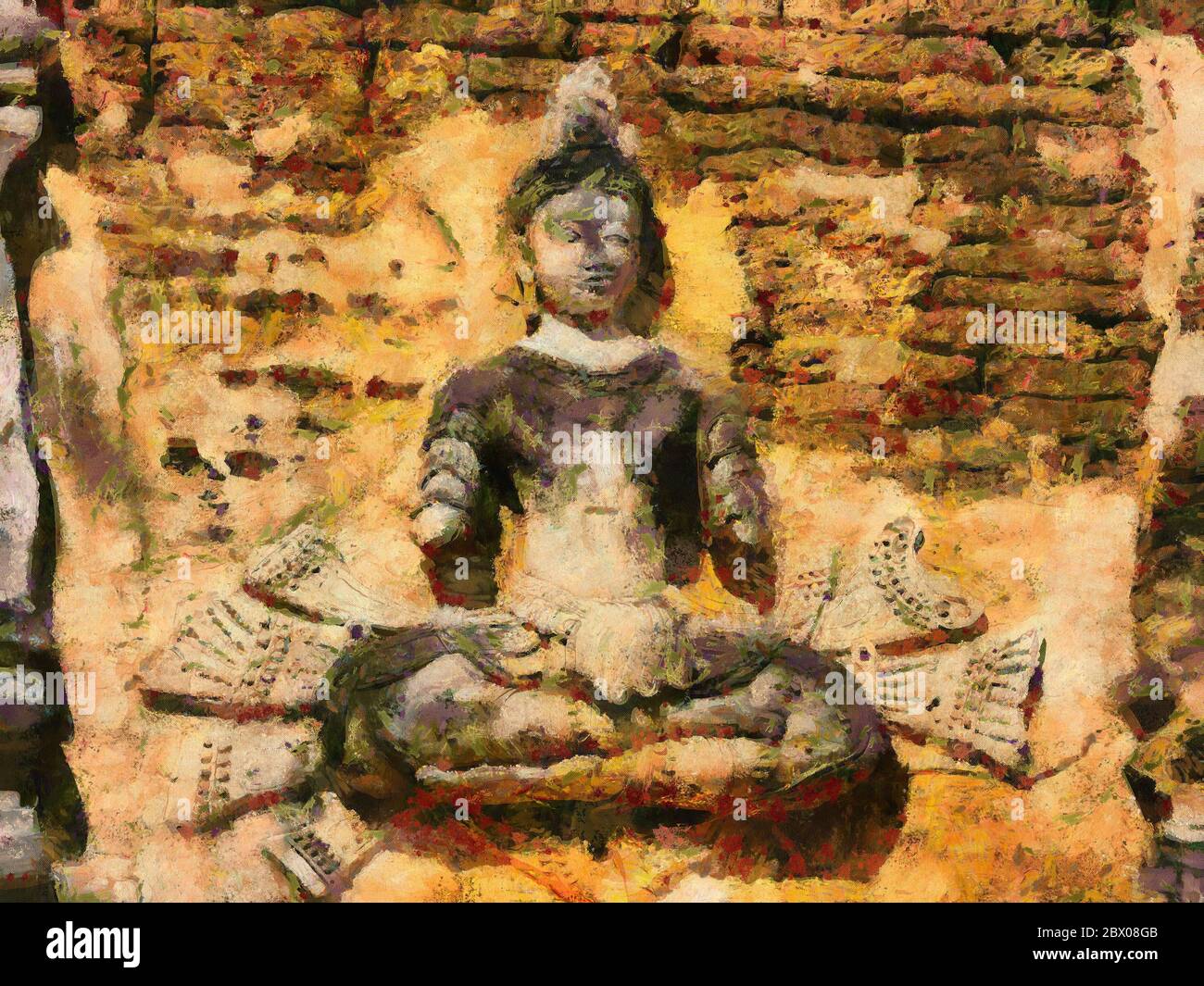Ancient stucco patterns Illustrations creates an impressionist style of ...