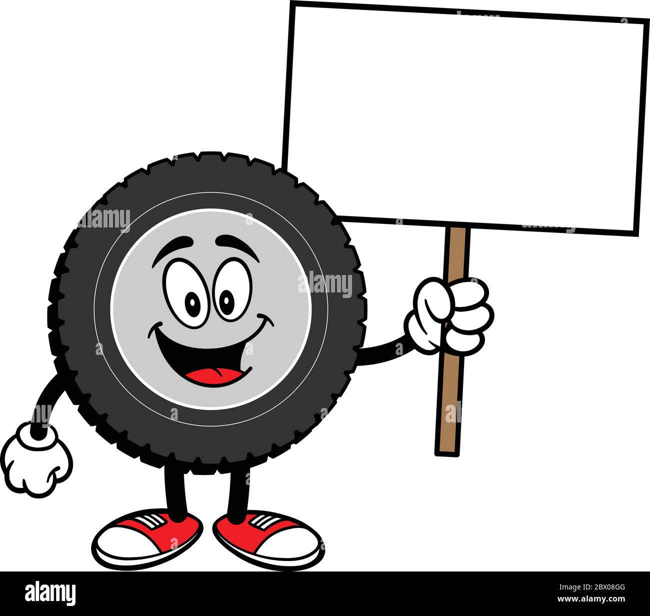 Tire Cartoon with Sign- An Illustration of a Tire Cartoon with a Sign ...