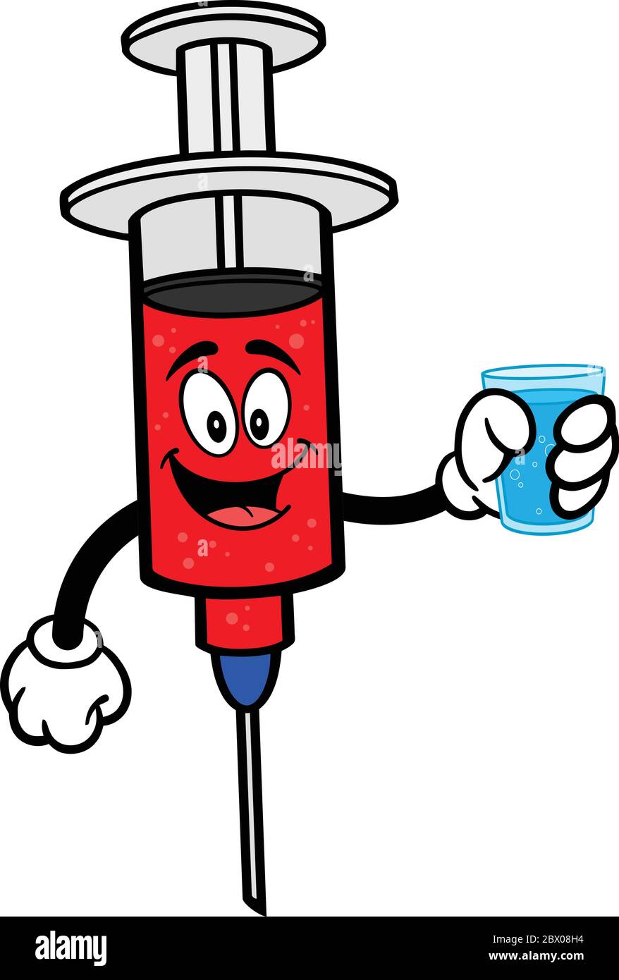 Syringe with Water - A cartoon illustration of a Syringe Mascot with ...