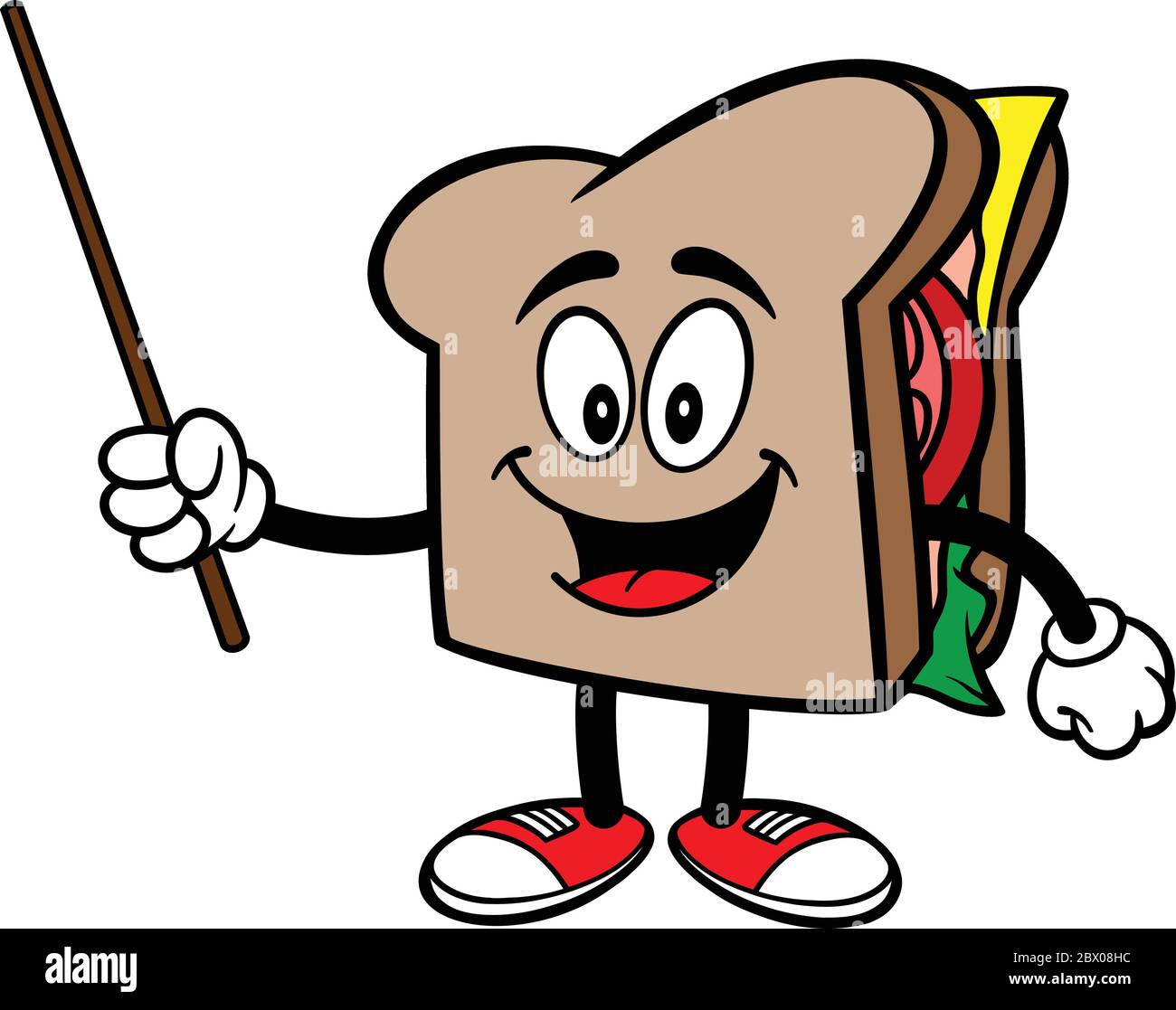 Sandwich with Pointer- A Cartoon Illustration of a Sandwich with a ...