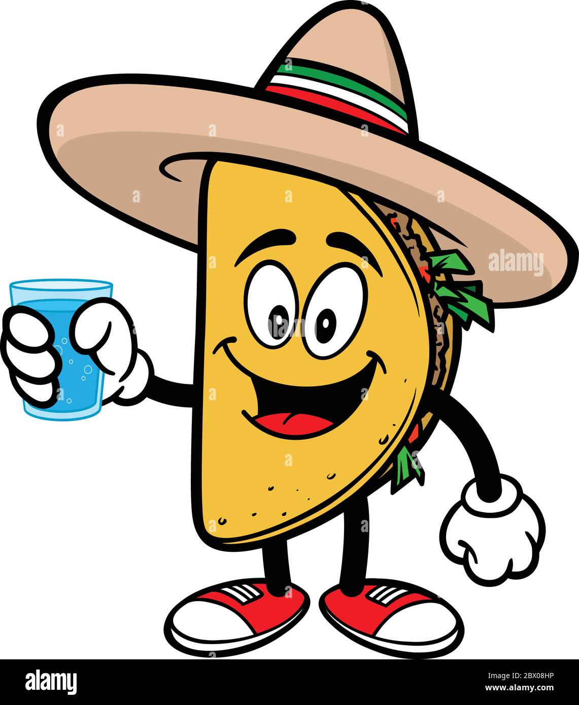 Taco with Water - A cartoon illustration of a Taco Mascot with Water ...