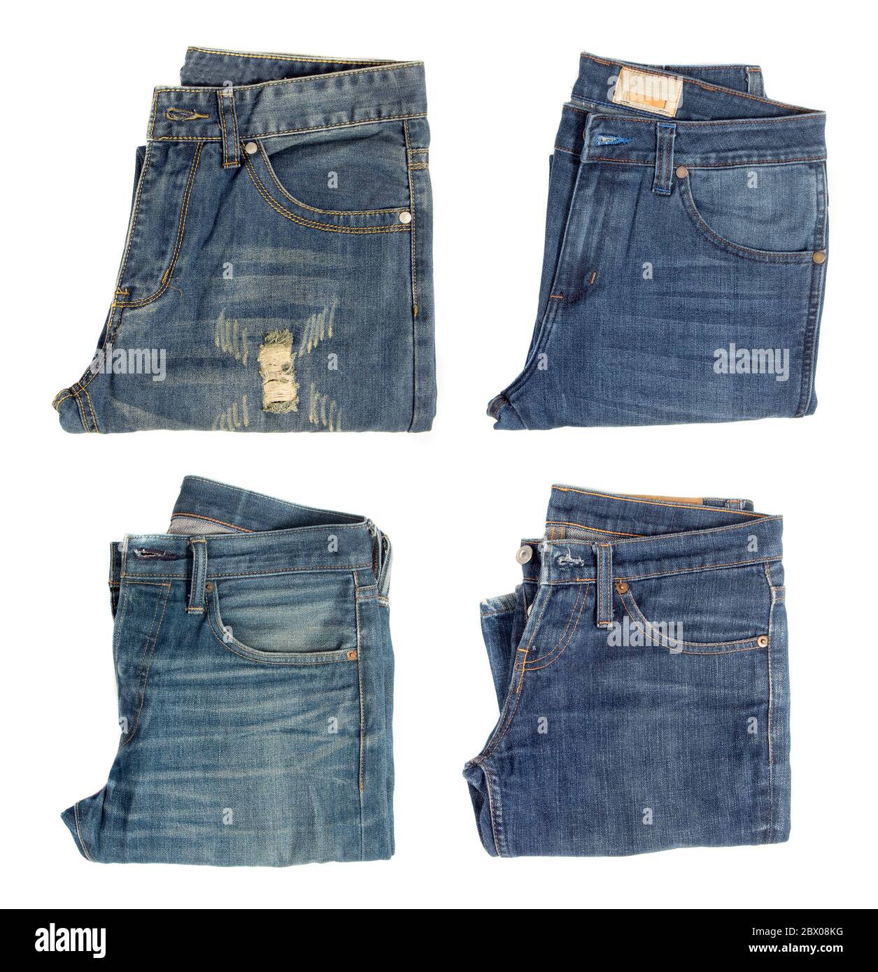 Top view of a folded jeans isolated on white background Stock Photo - Alamy