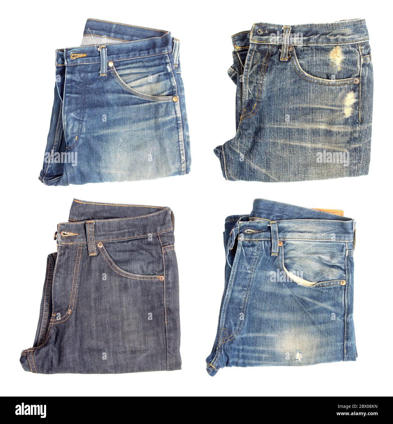 Top view of a folded jeans isolated on white background Stock Photo - Alamy