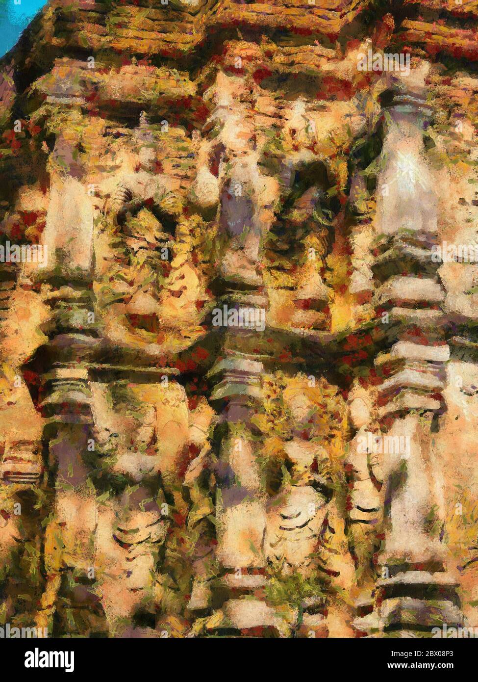 Ancient stucco patterns Illustrations creates an impressionist style of ...
