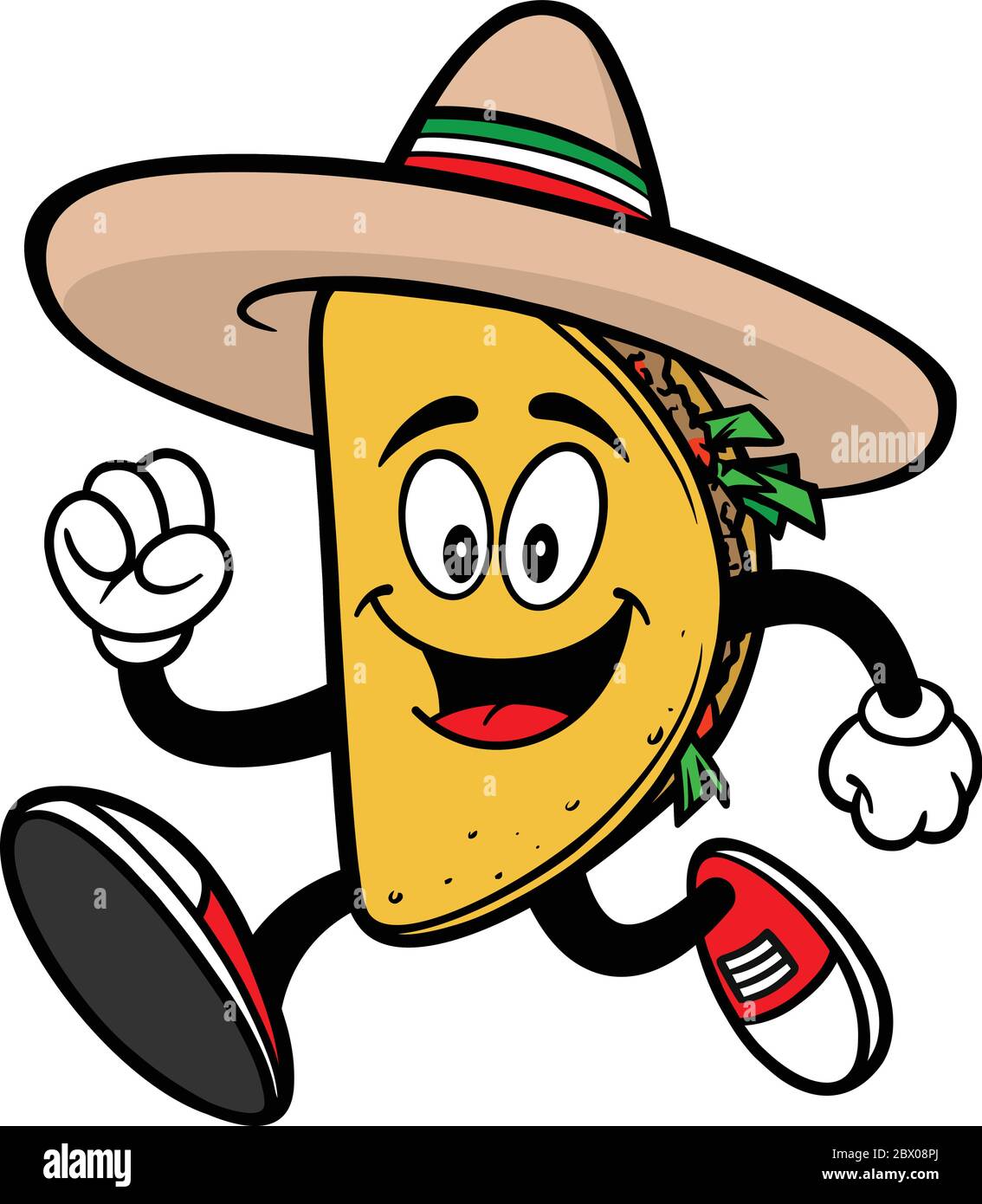 Taco Running - A cartoon illustration of a Taco Mascot Running Stock ...