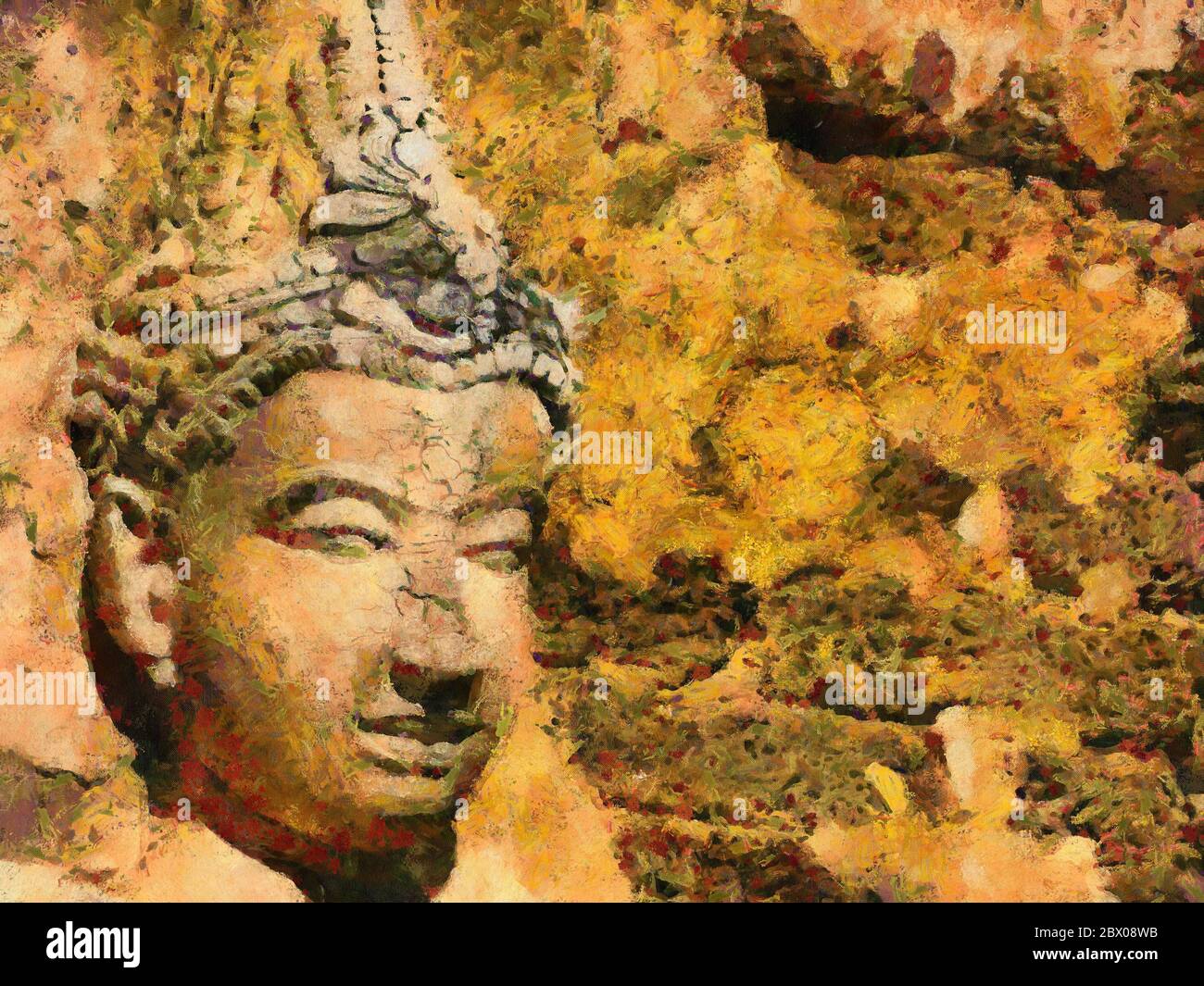 Ancient stucco patterns Illustrations creates an impressionist style of ...