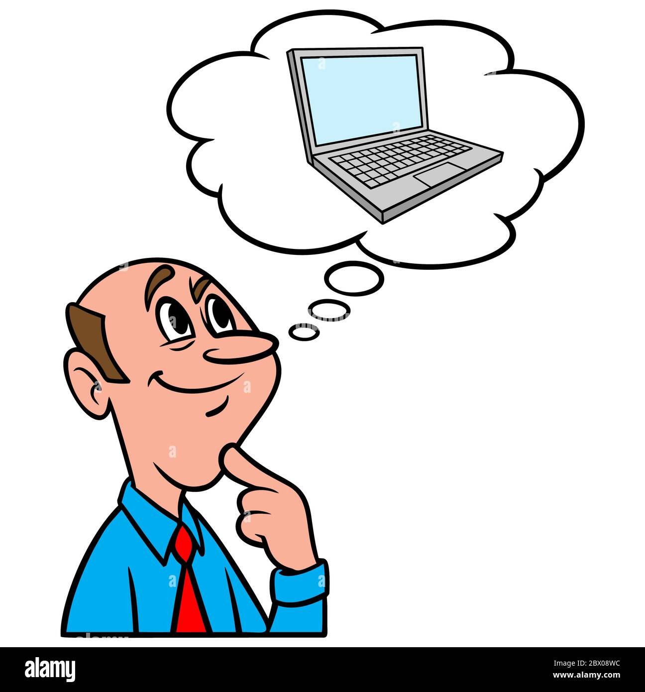 Thinking About a Laptop Computer- An Illustration of a person Thinking ...