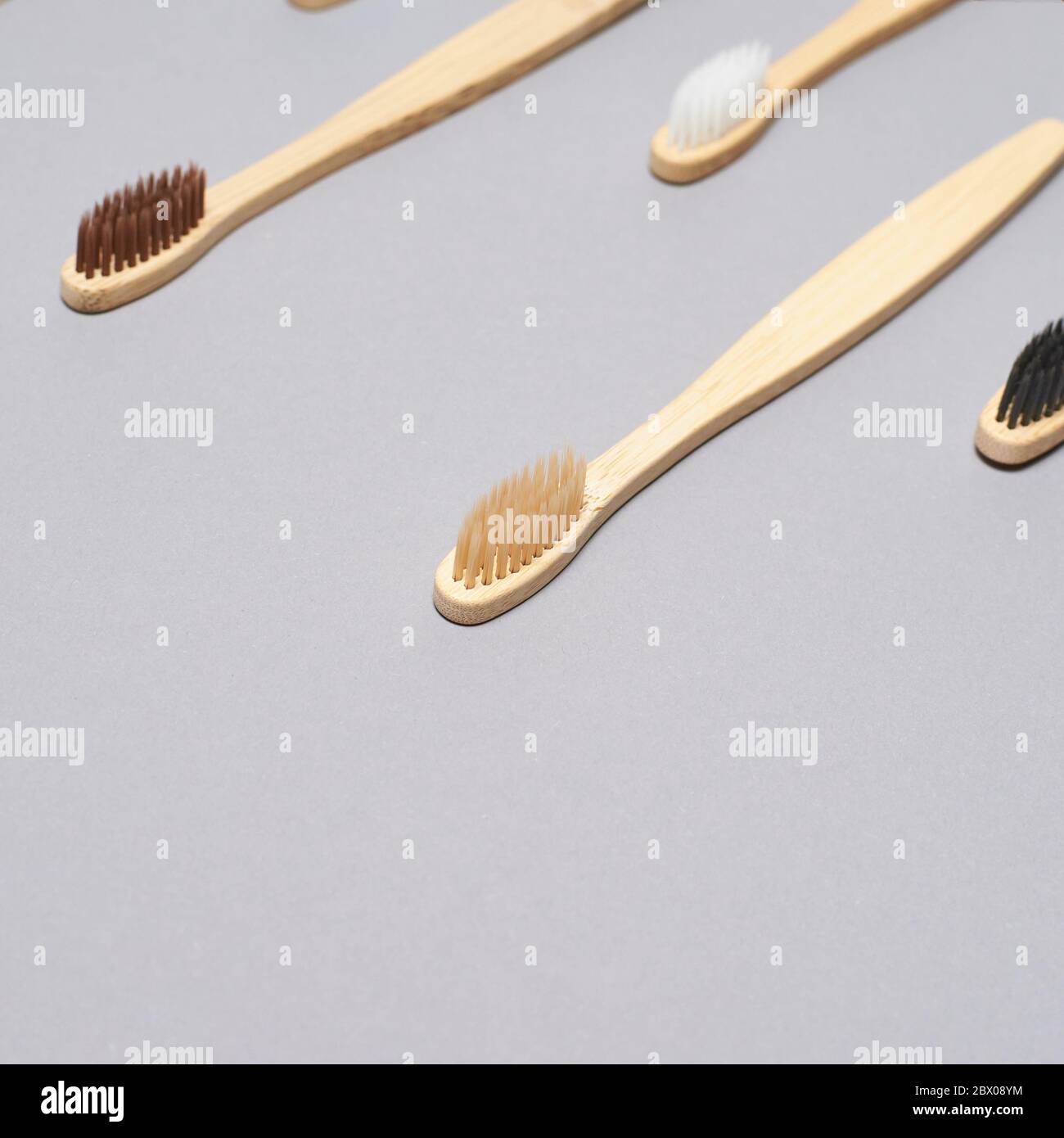 Set of bamboo toothbrushes. Different color Stock Photo - Alamy