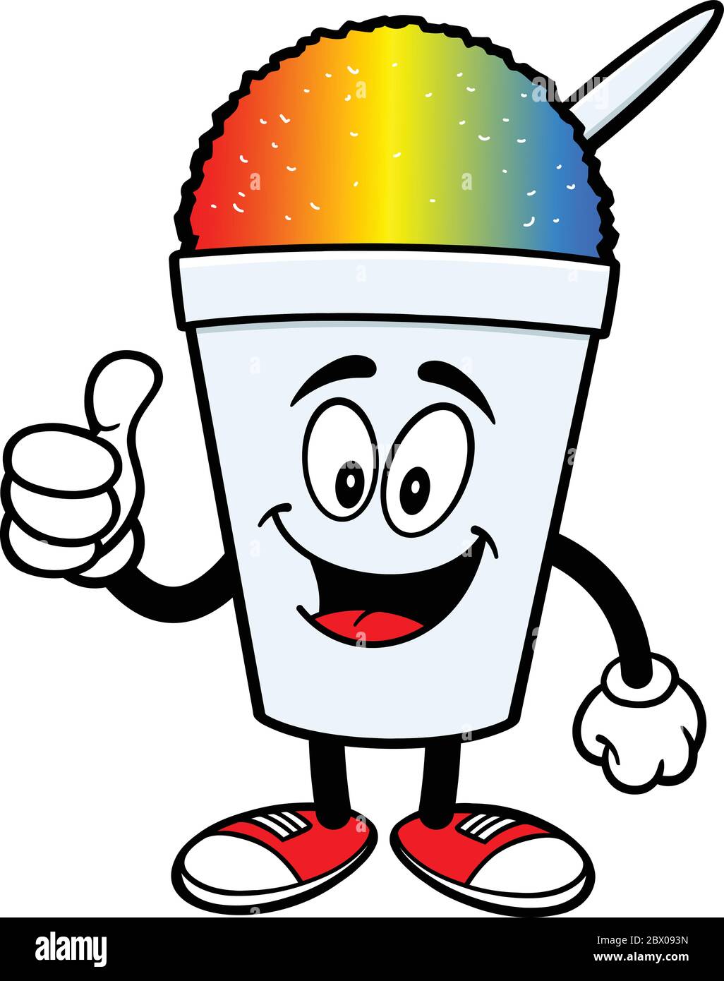 Shaved Ice with Thumbs Up- A Cartoon Illustration of a Shaved Ice with ...