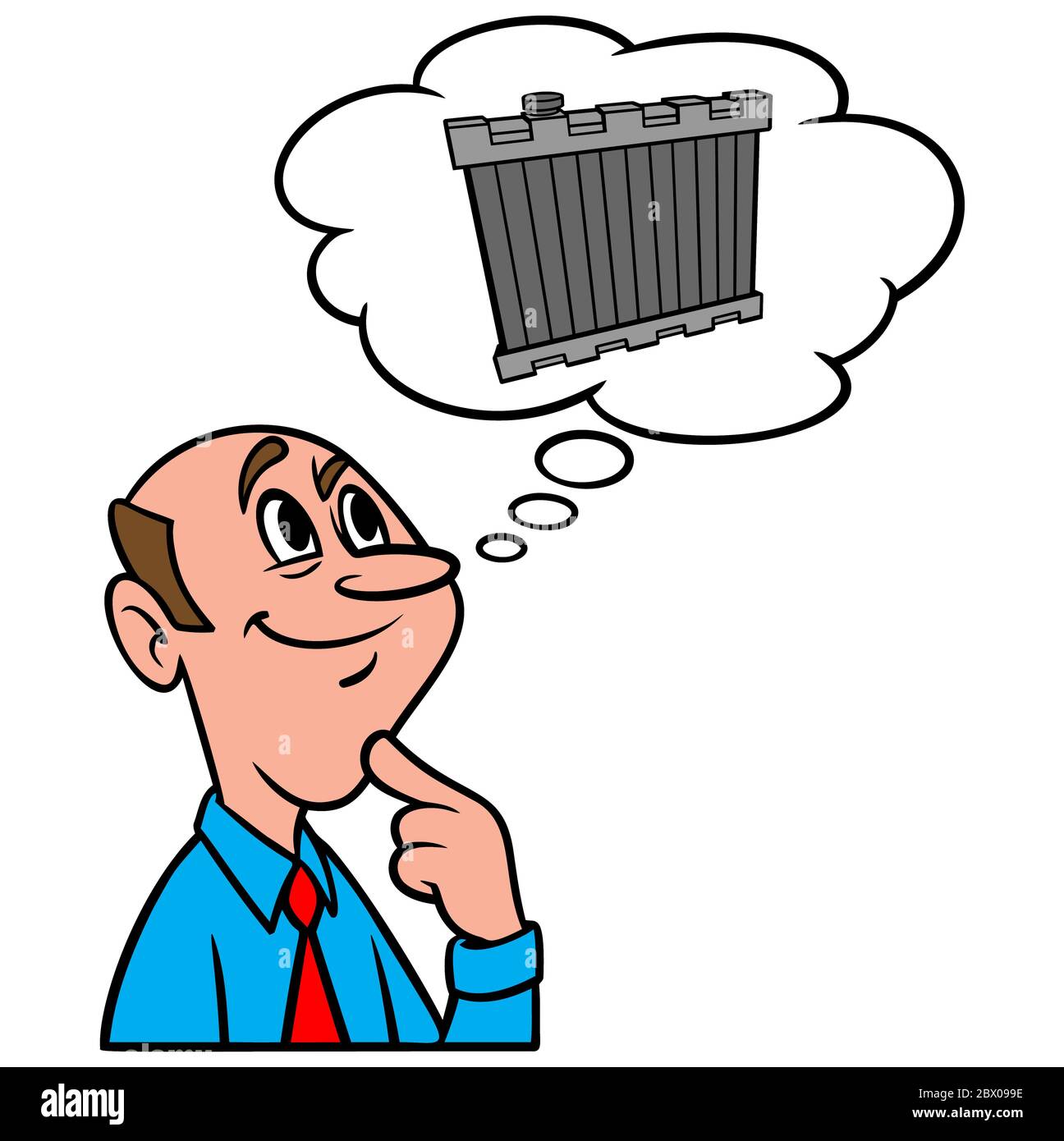 Thinking About a Radiator- An Illustration of a person Thinking About a ...