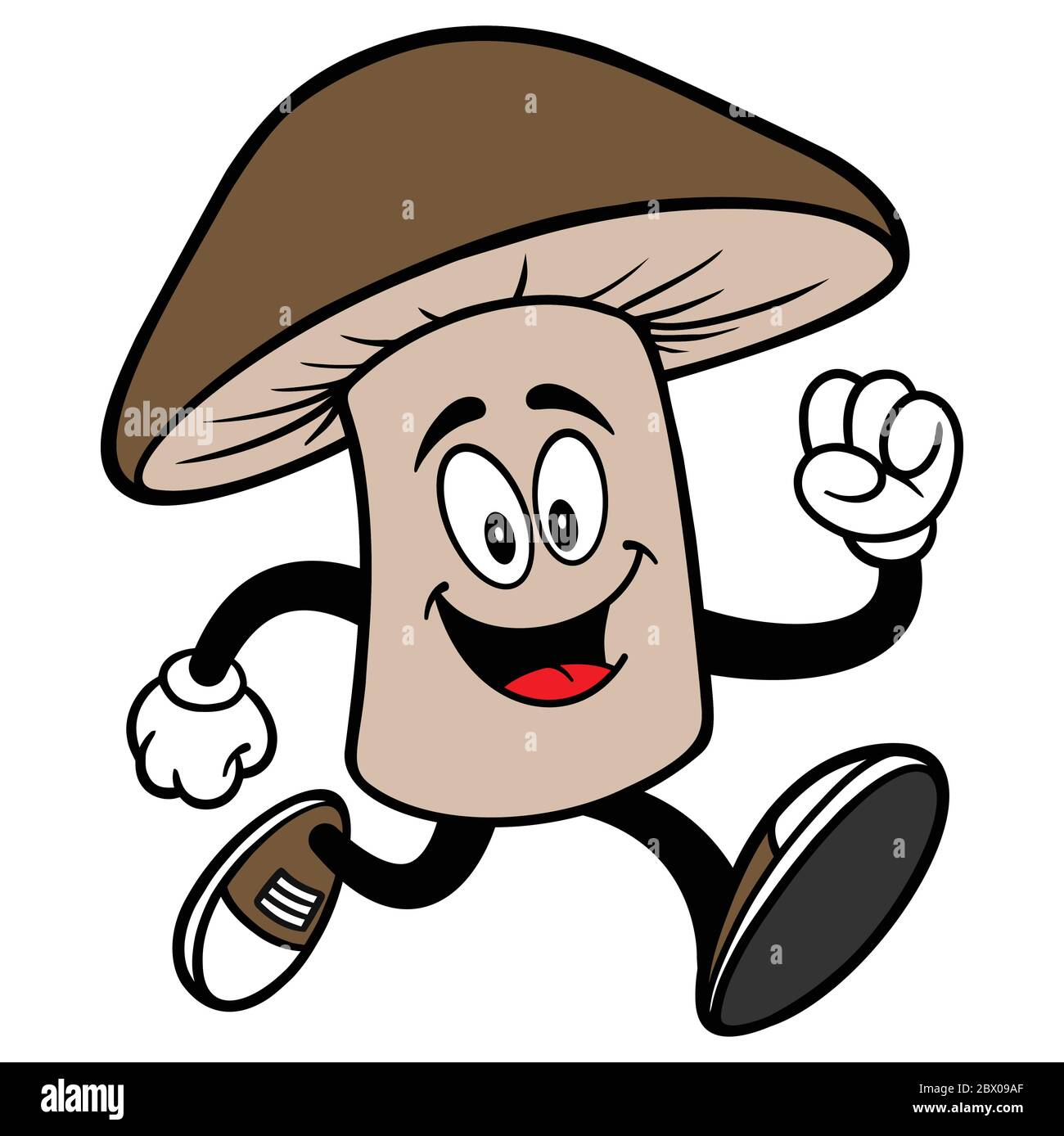 Shittake Mushroom Running- A Cartoon Illustration of a Shittake ...