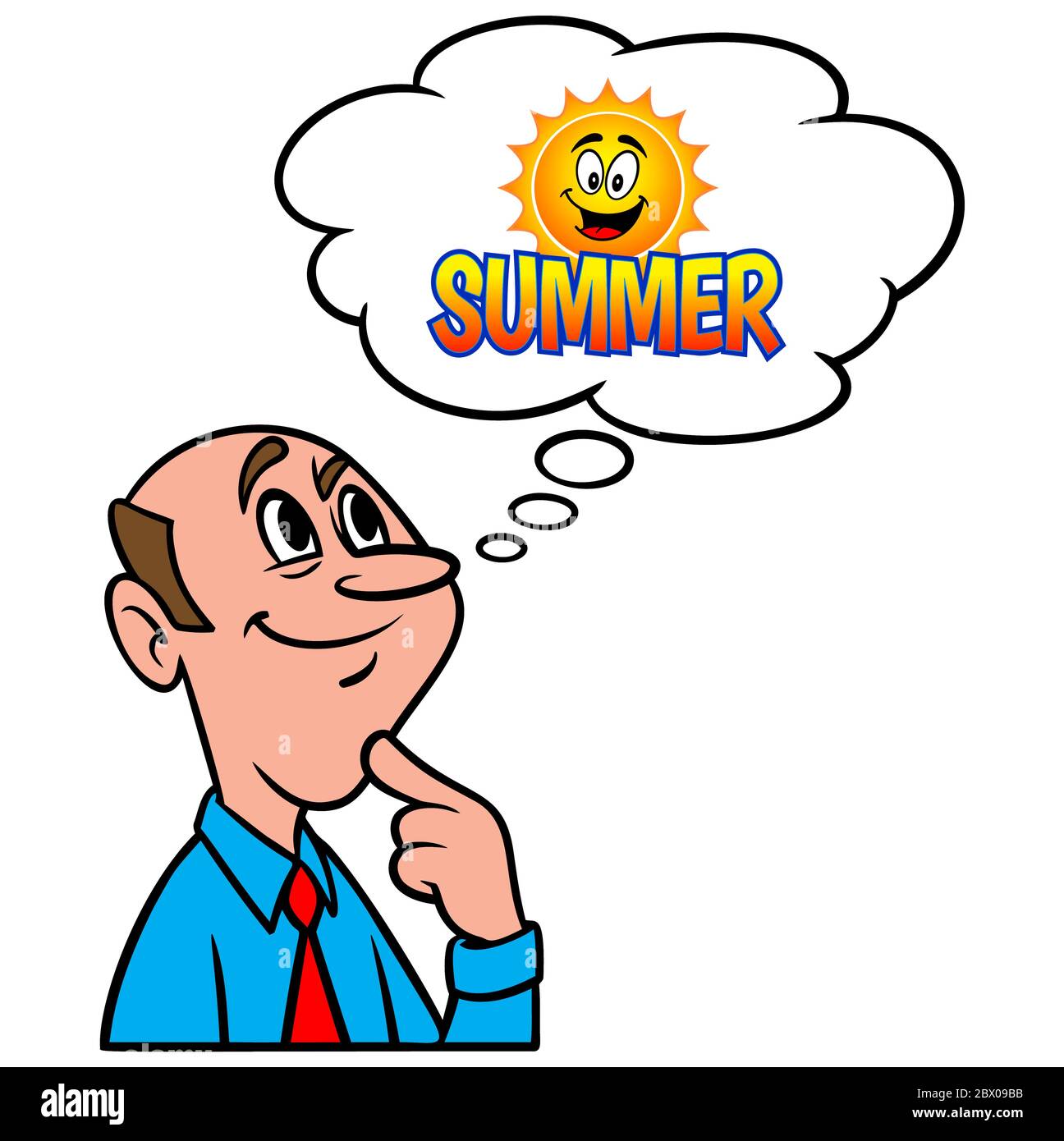 Thinking About Summer- An Illustration of a person Thinking About ...