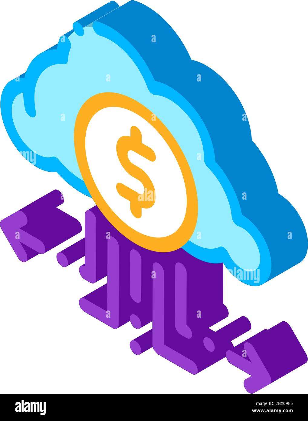 Charge Money Through Cloud Storage isometric icon vector illustration ...