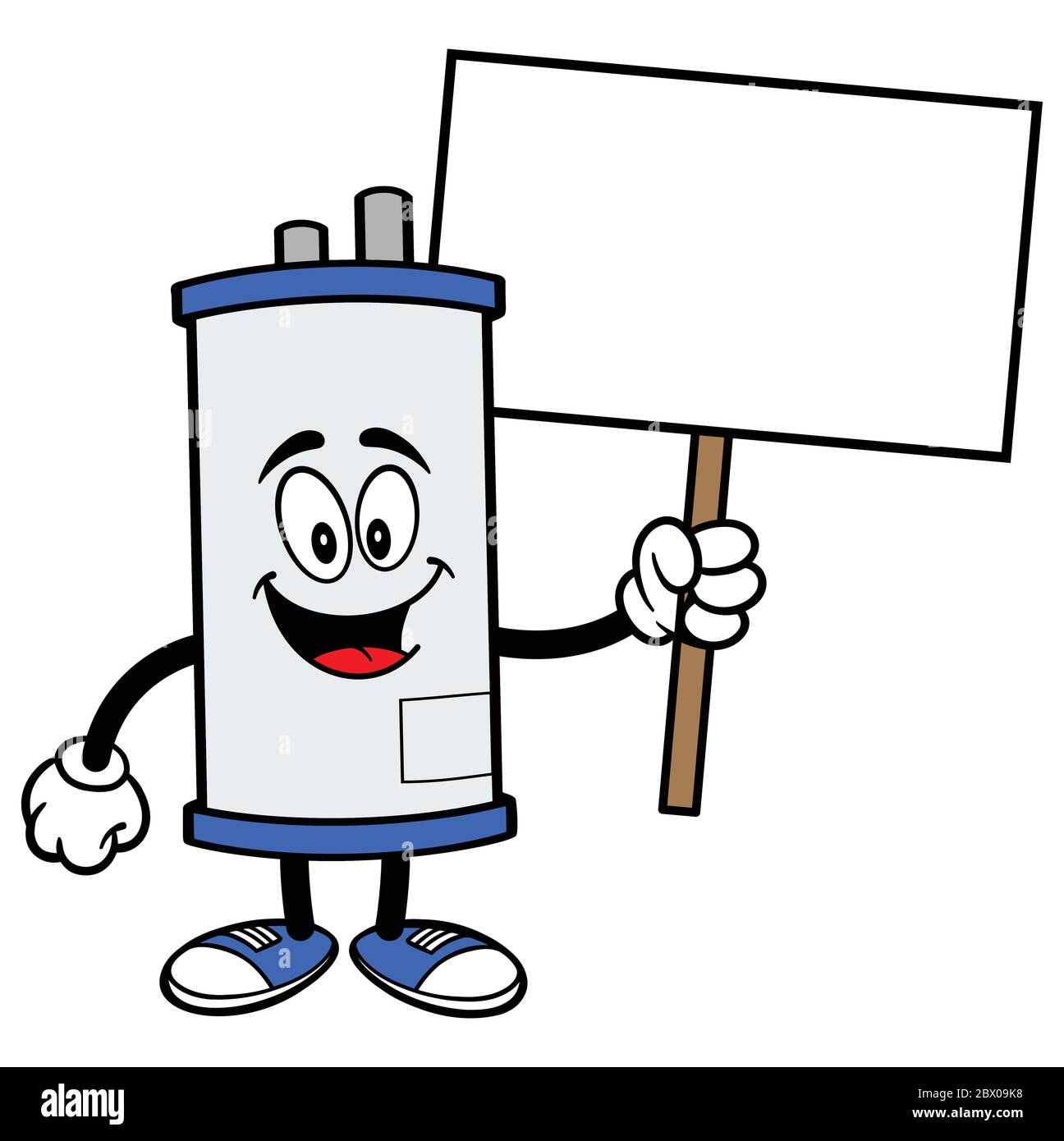 Water Heater with Sign- A Cartoon Illustration of a Water Heater with a ...