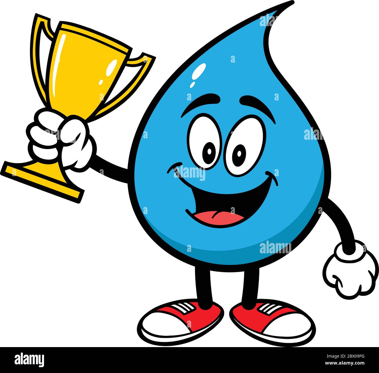 Water Drop with Trophy- A Cartoon Illustration of a Water Drop with a ...