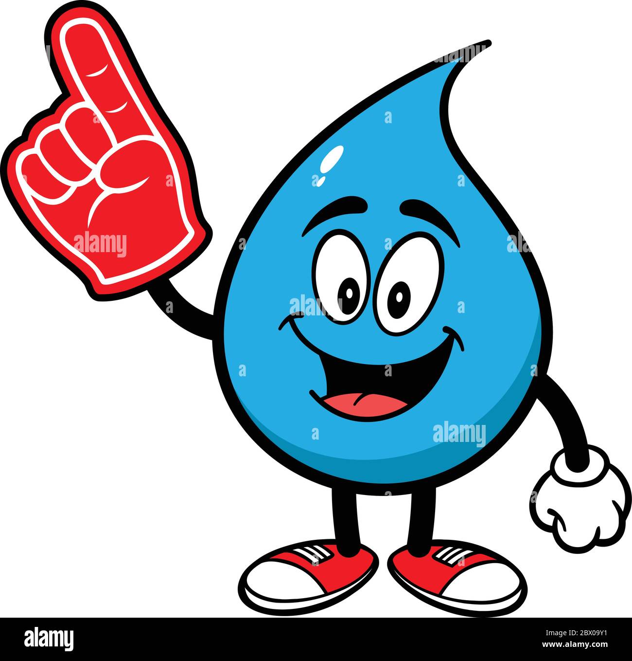 Water Drop with Foam Finger- A Cartoon Illustration of a Water Drop ...