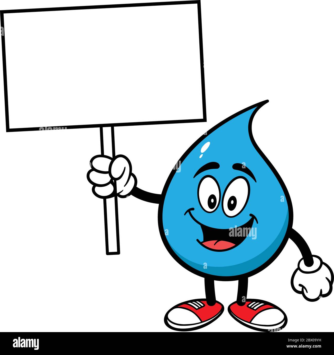 Water Drop with Sign- A Cartoon Illustration of a Water Drop with a ...