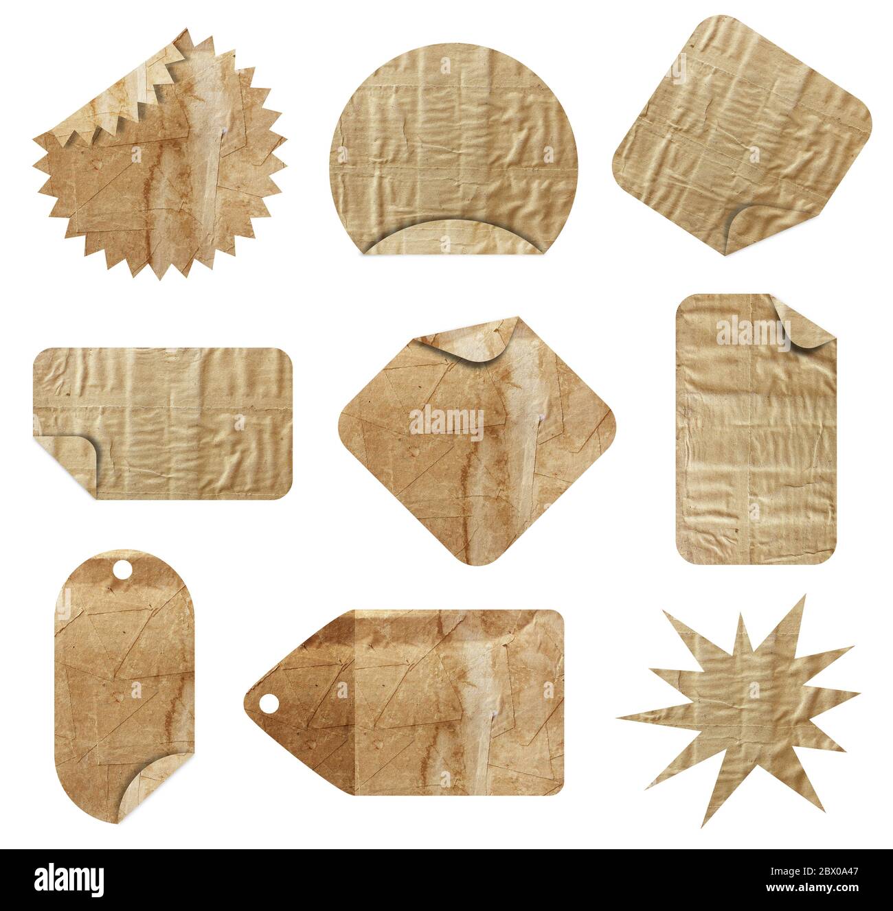 Tag label paper texture, Isolated on white background, Objects with ...