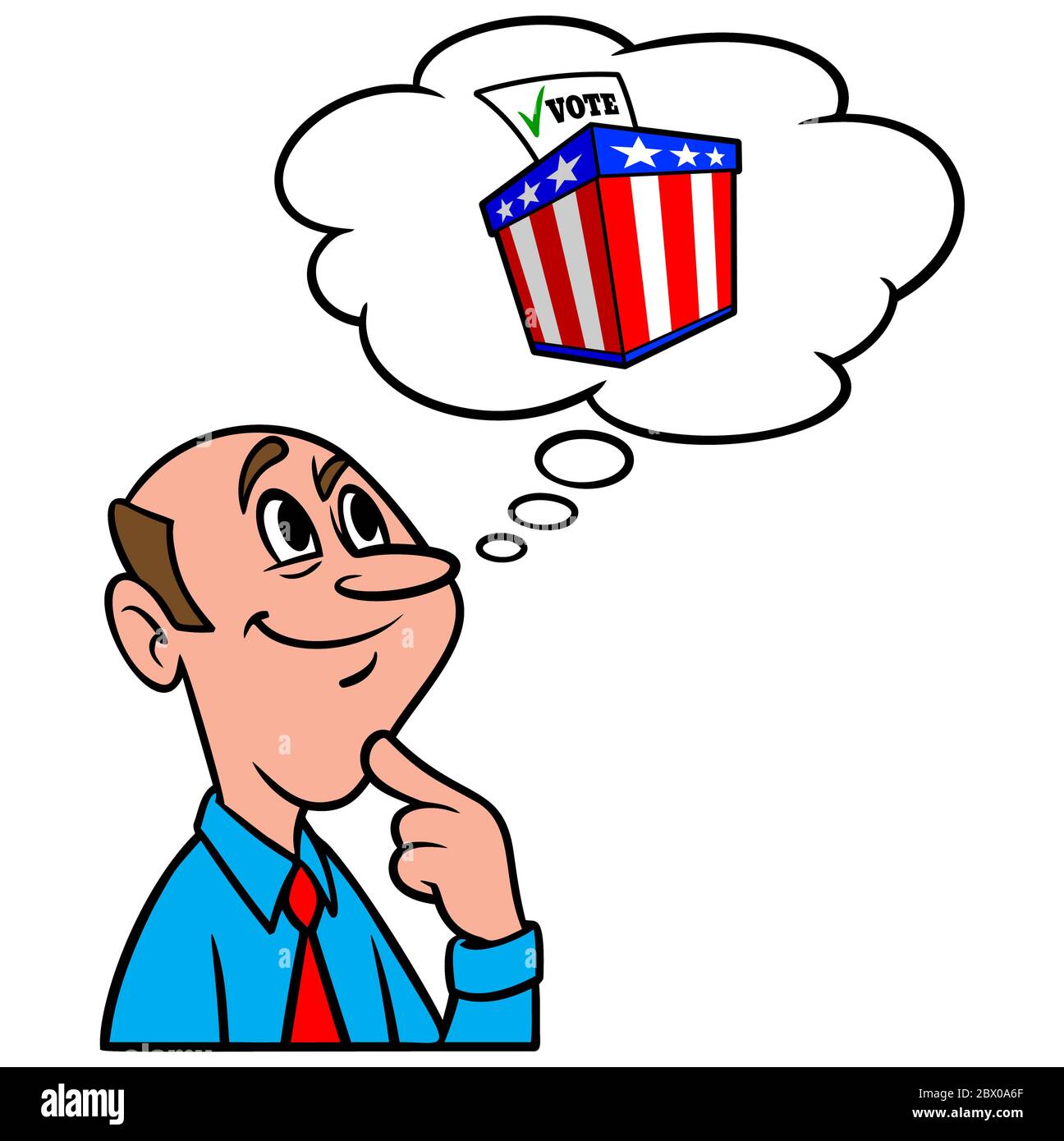 Thinking about Voting - A cartoon illustration of a man thinking about ...