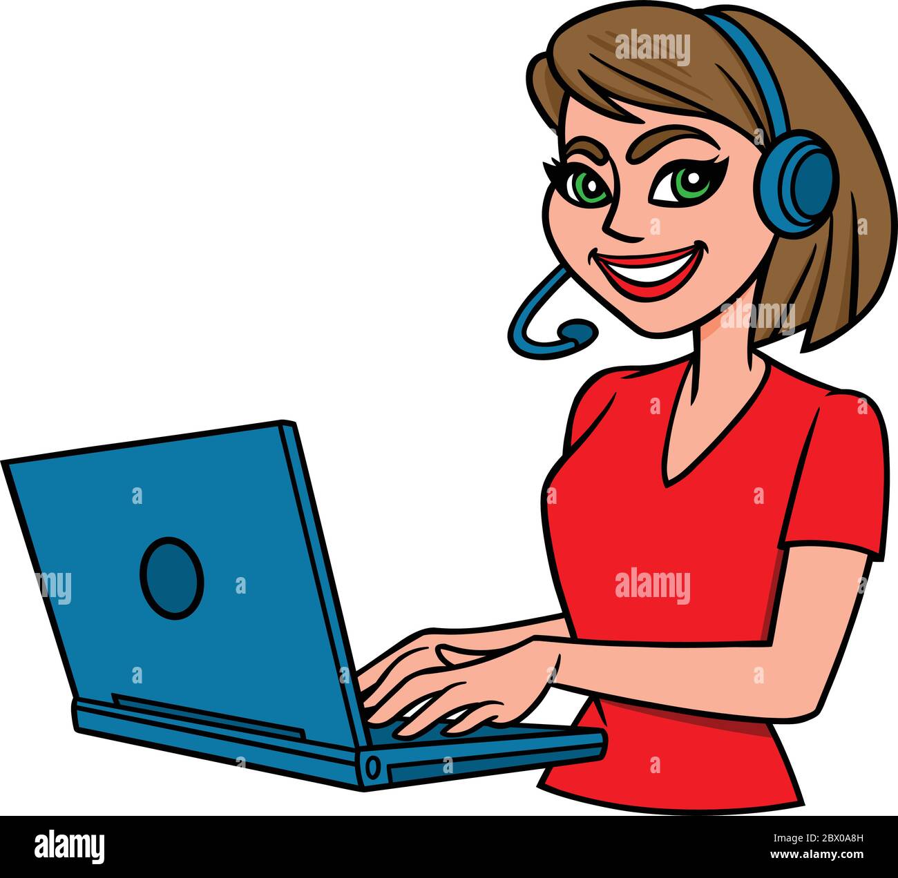 Lady Blogger - A cartoon illustration of a lady blogging on the ...