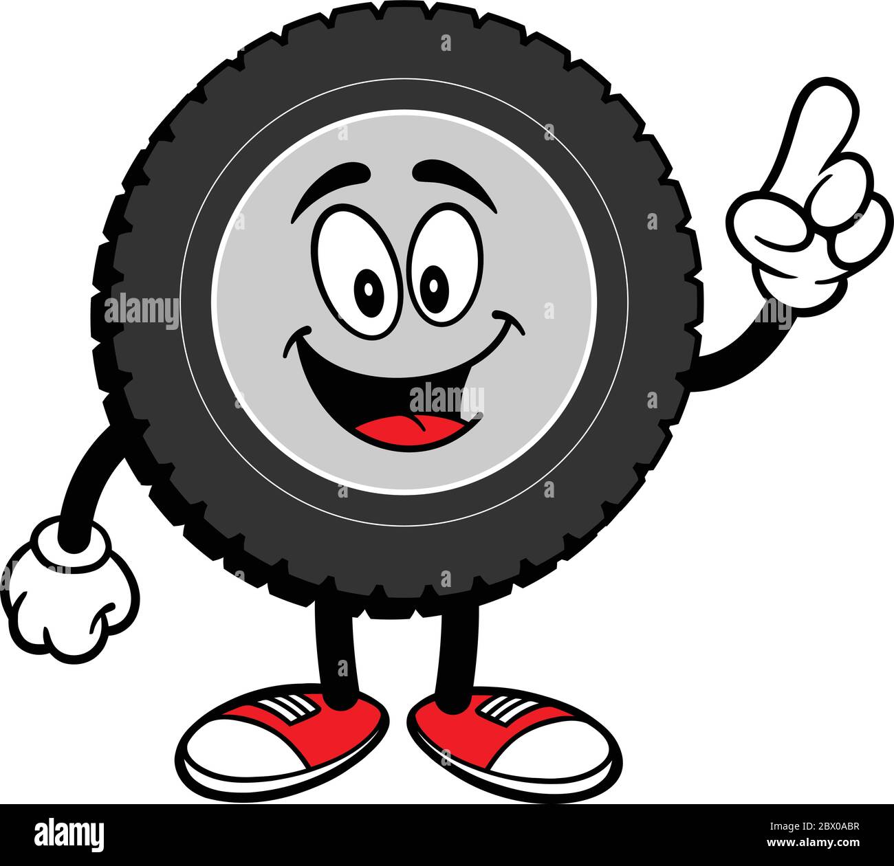 Tire Mascot Pointing - A cartoon illustration of a Tire Mascot Pointing ...