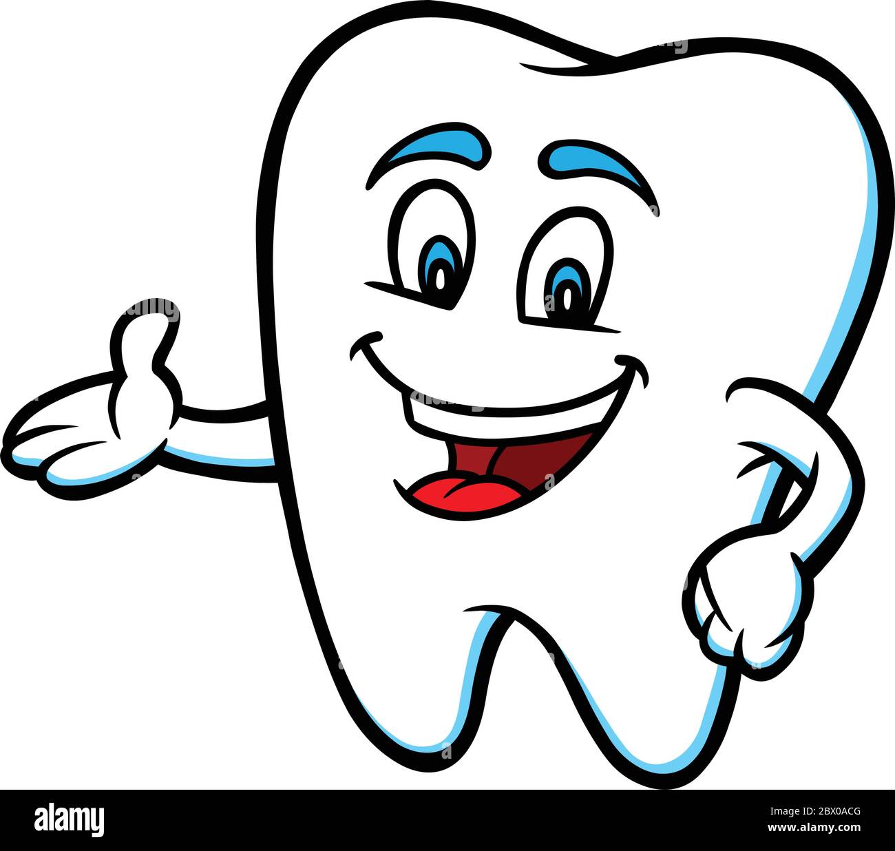 Tooth Mascot Pointing - A cartoon illustration of a Tooth Mascot ...