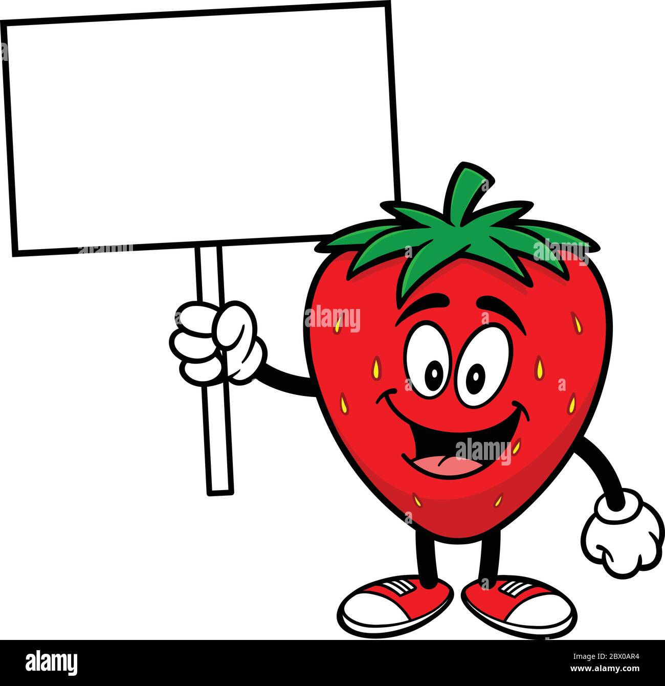 Strawberry with Sign- A Cartoon Illustration of a Strawberry with a ...