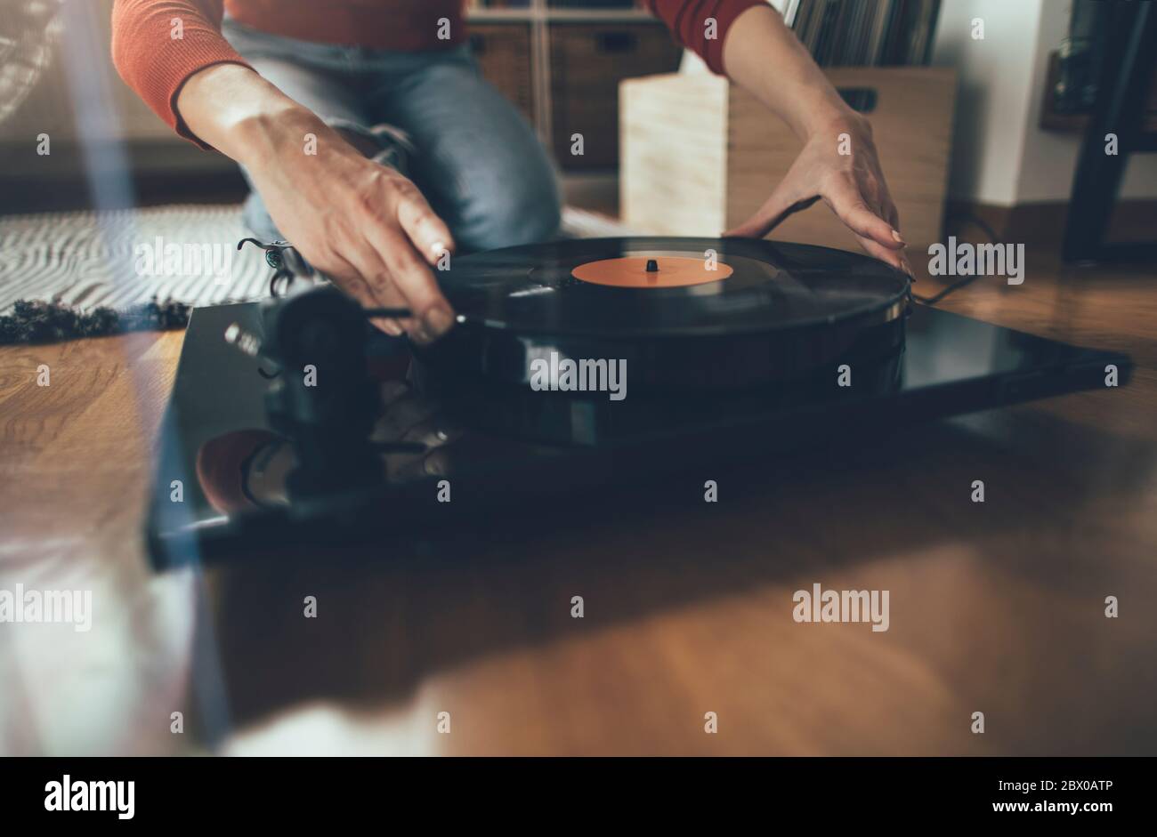 One woman record collection home hi-res stock photography and images ...