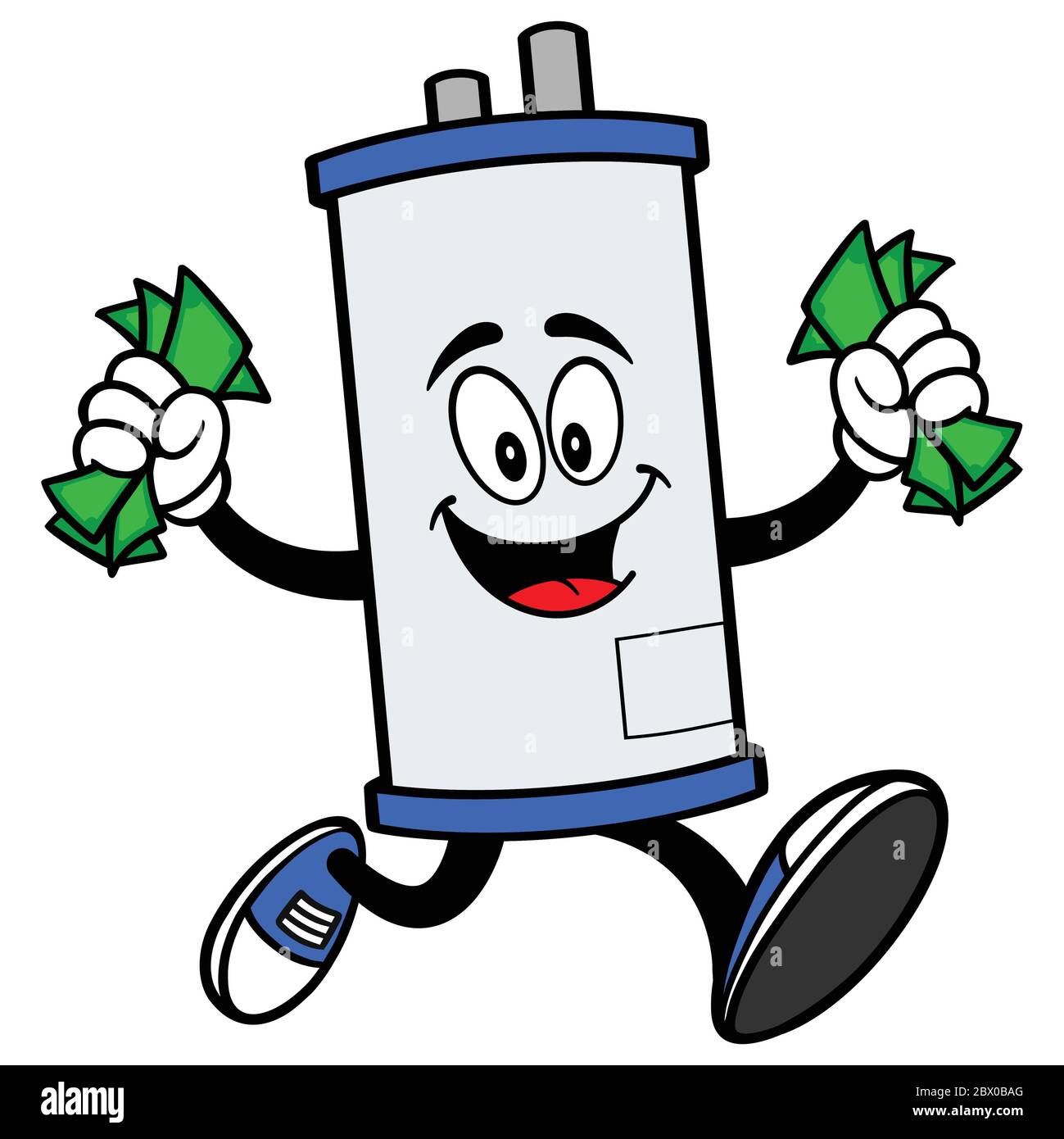 Water Heater Running with Money- A Cartoon Illustration of a Water ...