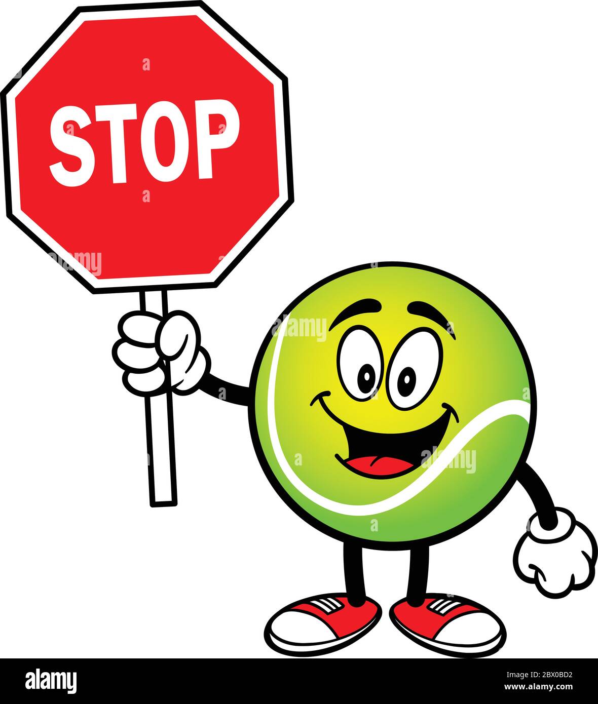 Tennis Ball with Stop Sign- A Cartoon Illustration of a Tennis Ball ...