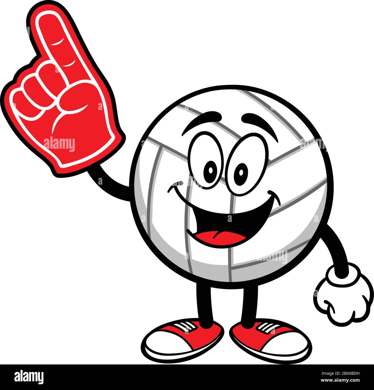 Volleyball Mascot with Foam Finger- A Cartoon Illustration of a ...