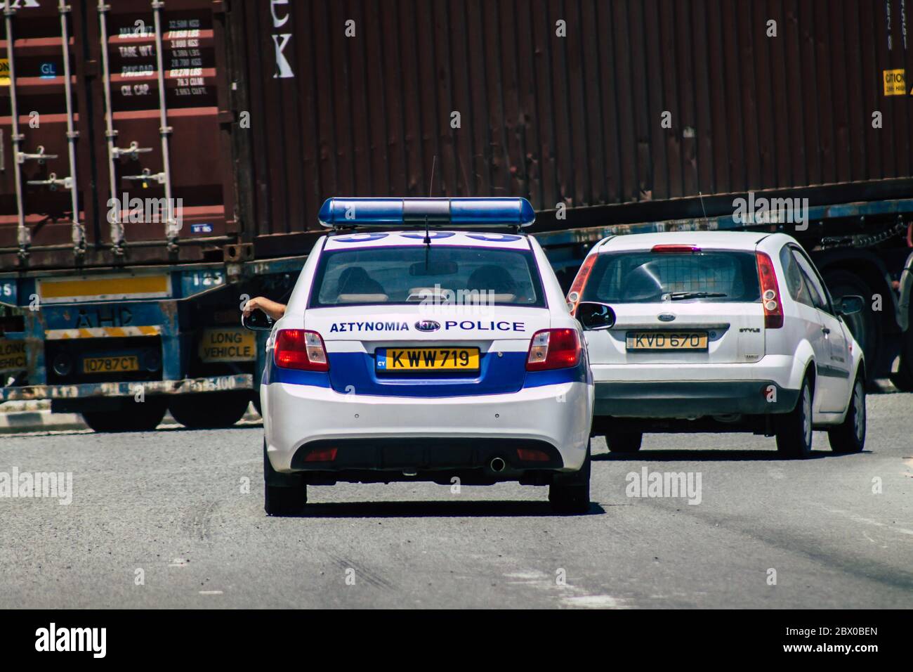 Limassol Cyprus June 03, 2020 View of a traditional Cypriot police car ...
