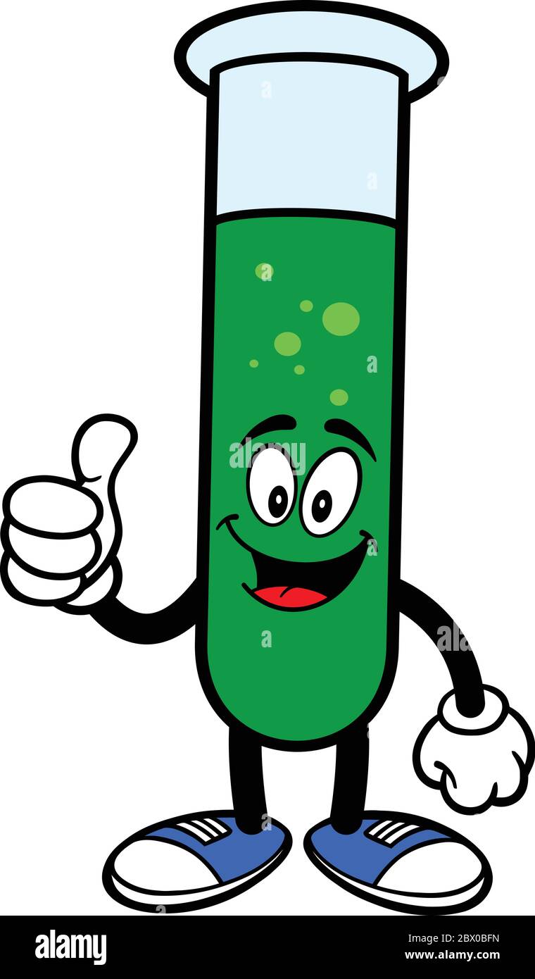 Test Tube with Thumbs Up- A Cartoon Illustration of a Test Tube with a ...