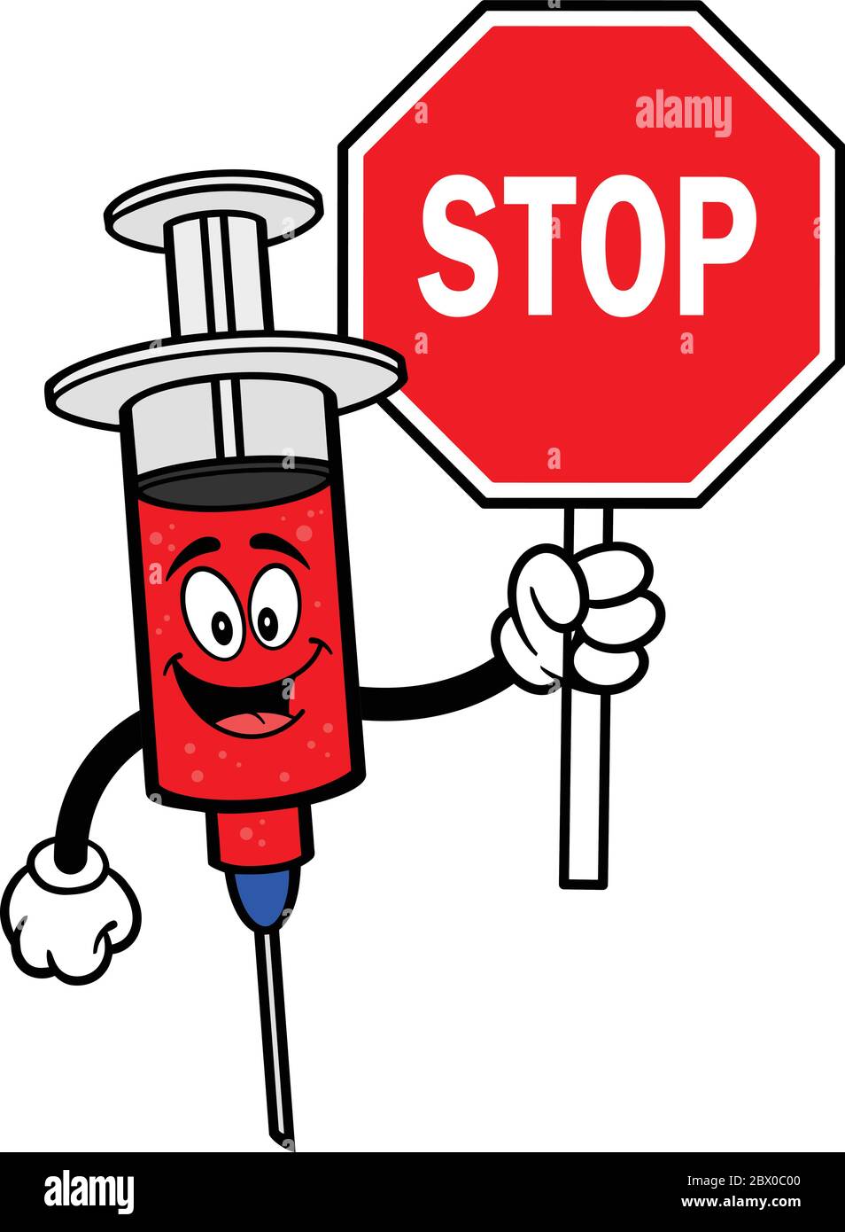 Syringe with Stop Sign- A Cartoon Illustration of a Syringe with a Stop ...