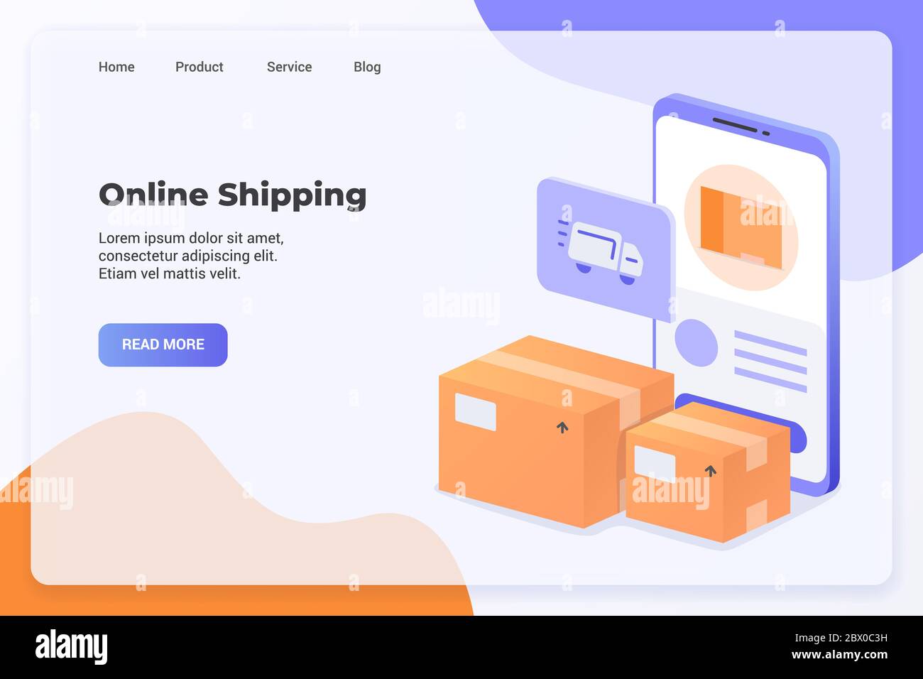 Delivery service with online shipping campaign concept for website ...