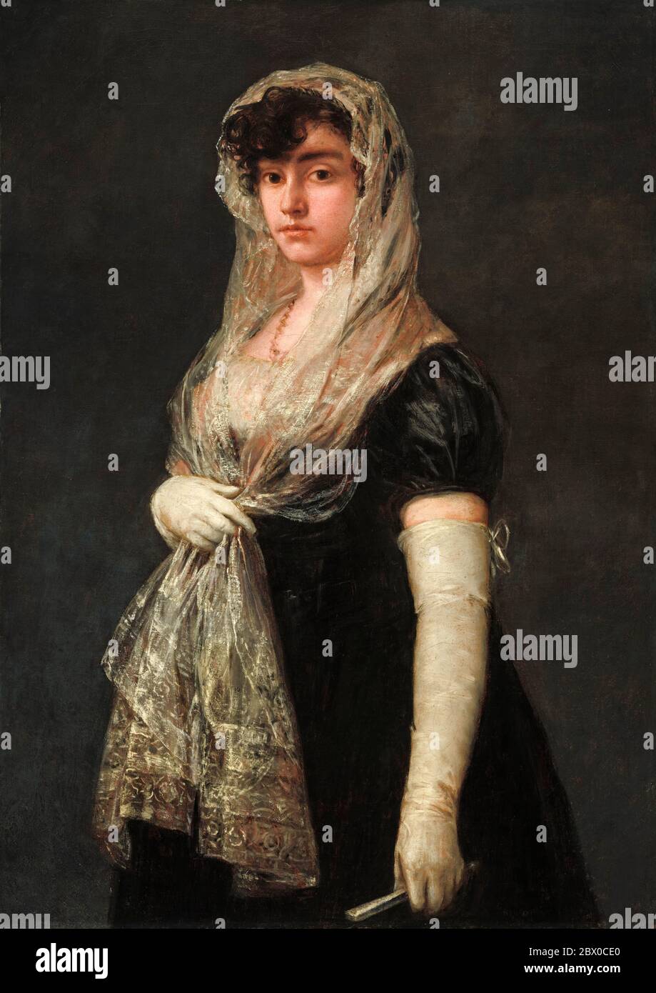 Francisco Goya, painting, Young Lady wearing a Mantilla and Basquina ...