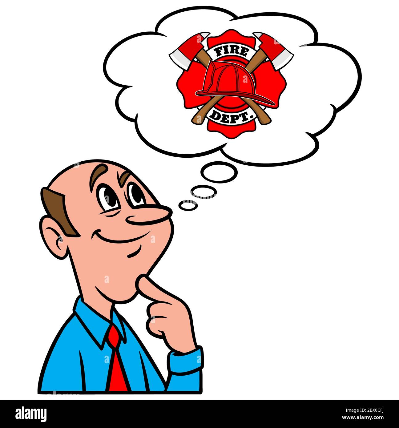 Thinking About Firefighting- An Illustration of a person thinking about ...